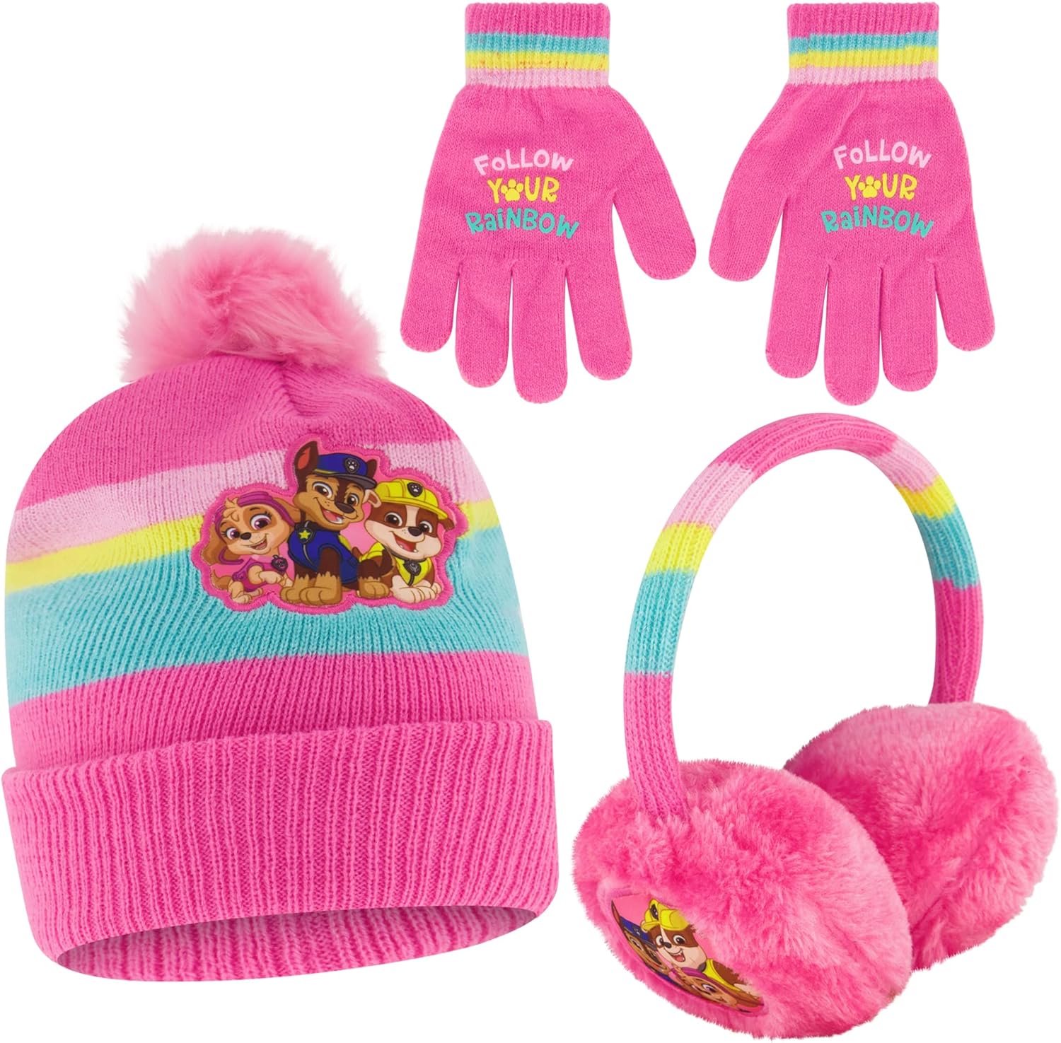 Brandclub - Nickelodeon Girls Winter Hat Earmuffs and Kids Gloves Set ...