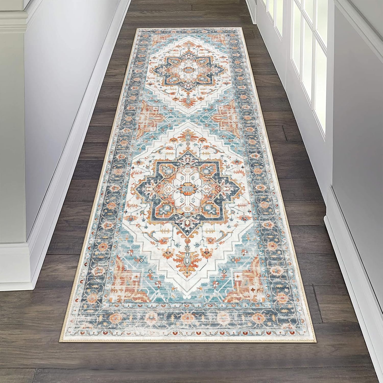 Amazon.com: Pauwer 2x6 Non Slip Runner Rug with Rubber Backing Boho ...