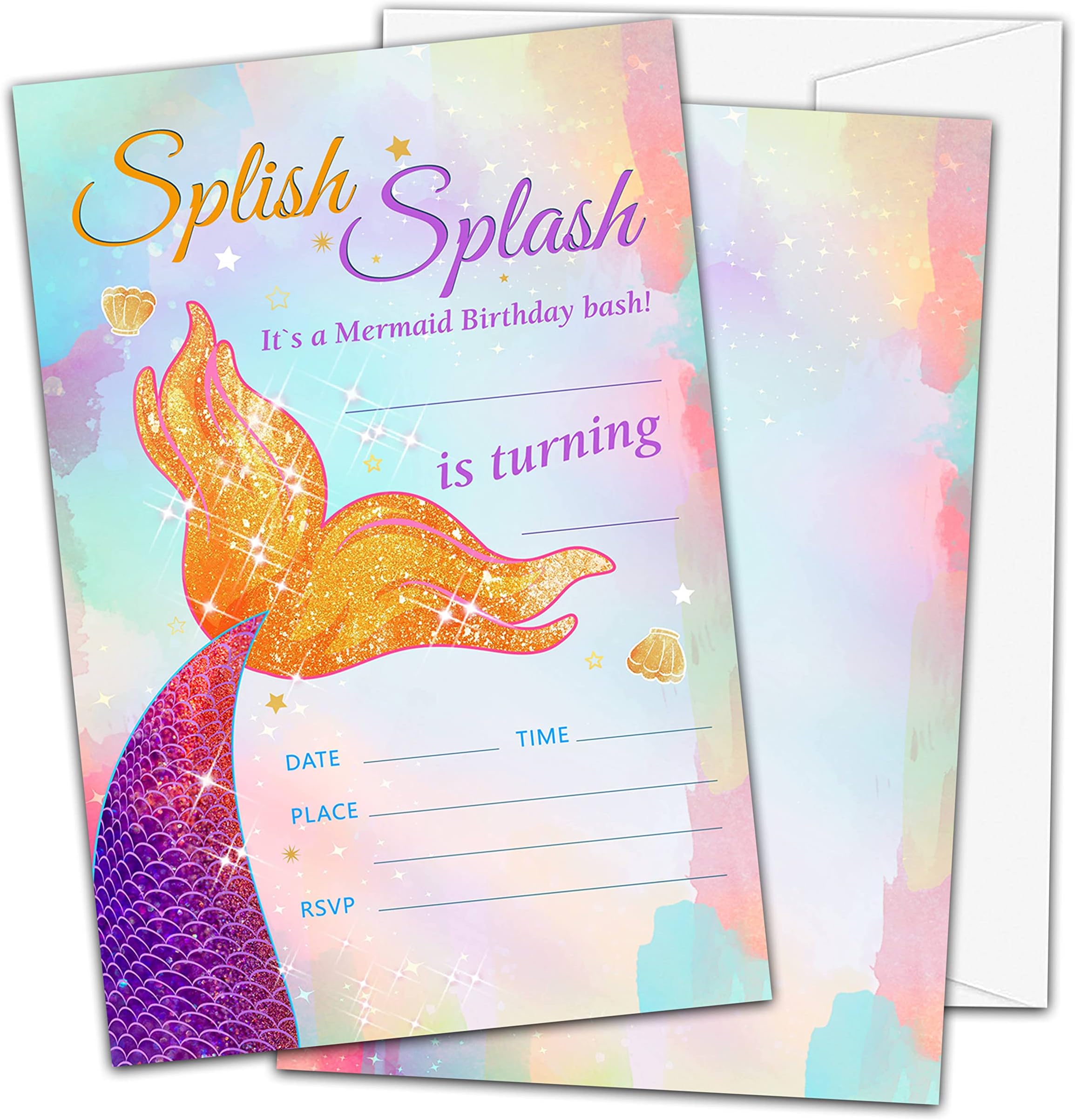 Amazon.com : Mermaid Birthday Invitations, Under The Sea Mermaid Theme ...