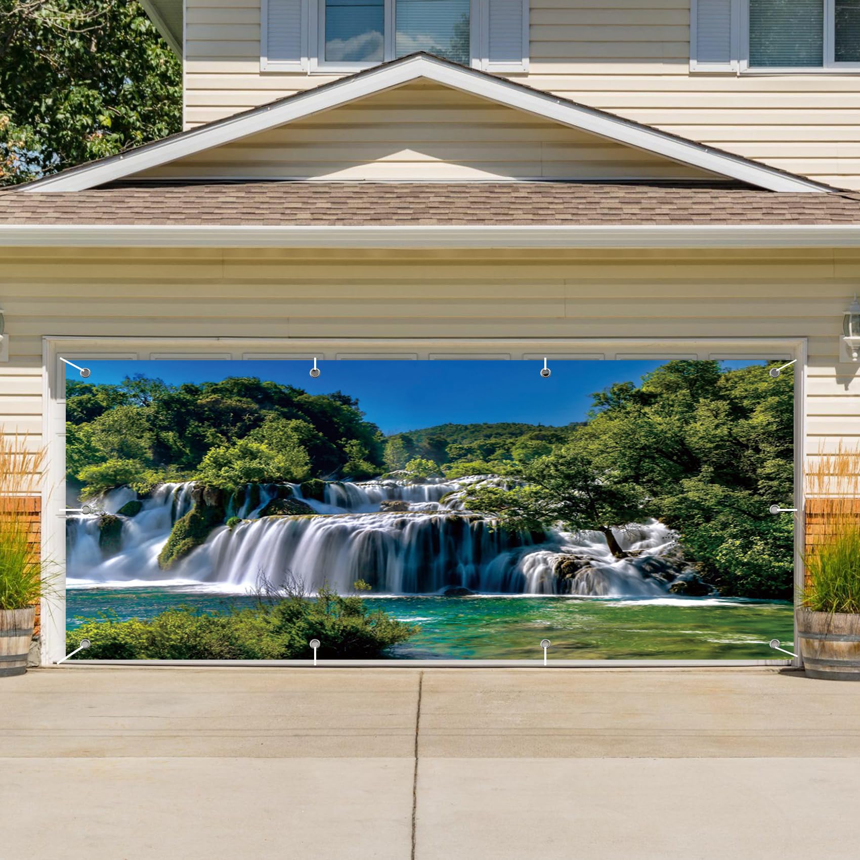 Amazon.com: CSFOTO 6x13ft Waterfall Theme Garage Door Decorative Banner ...