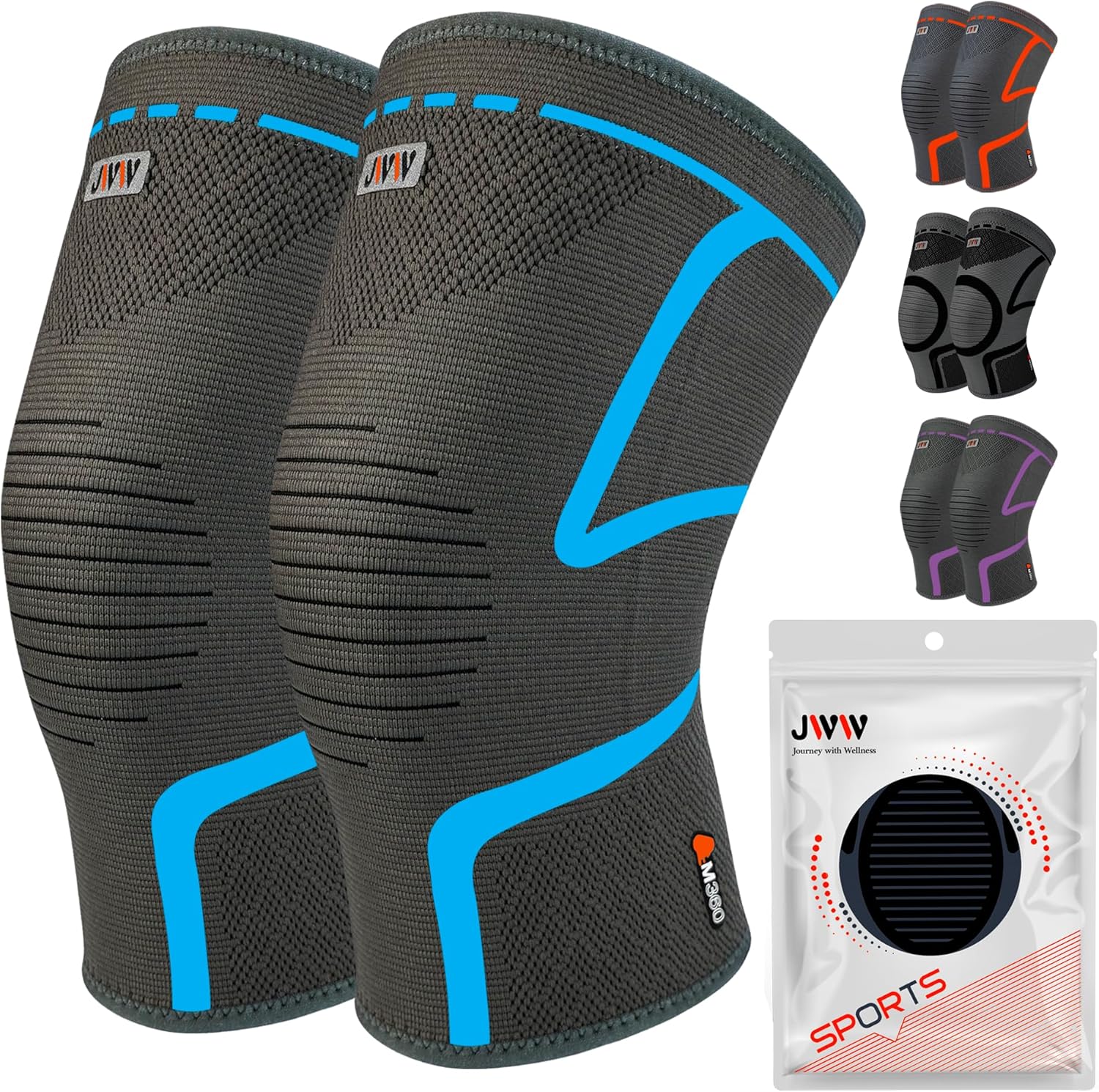 Amazon.com: JWW Knee Compression Sleeve, 2 Pack Knee Brace for Women ...