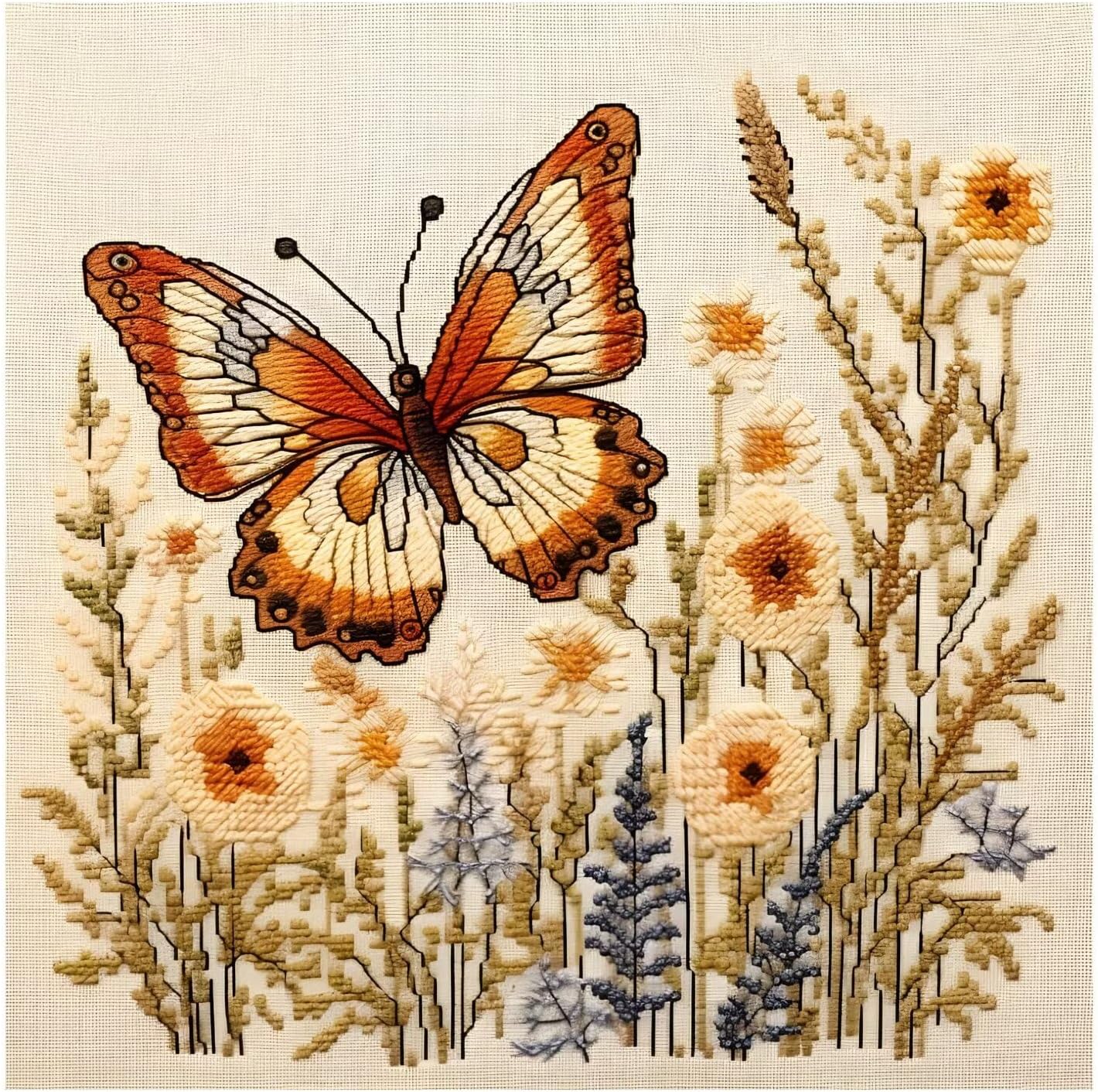 Xinpinzhou Butterfly 11ct Cross Stitch, 11 Count Counted Stamped Pre ...