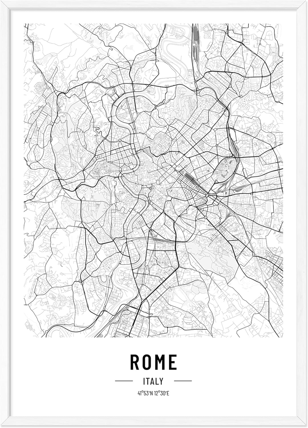 JUNOMI® Rome Poster DIN A3 with White Frame, DIN A3 Living Room ...