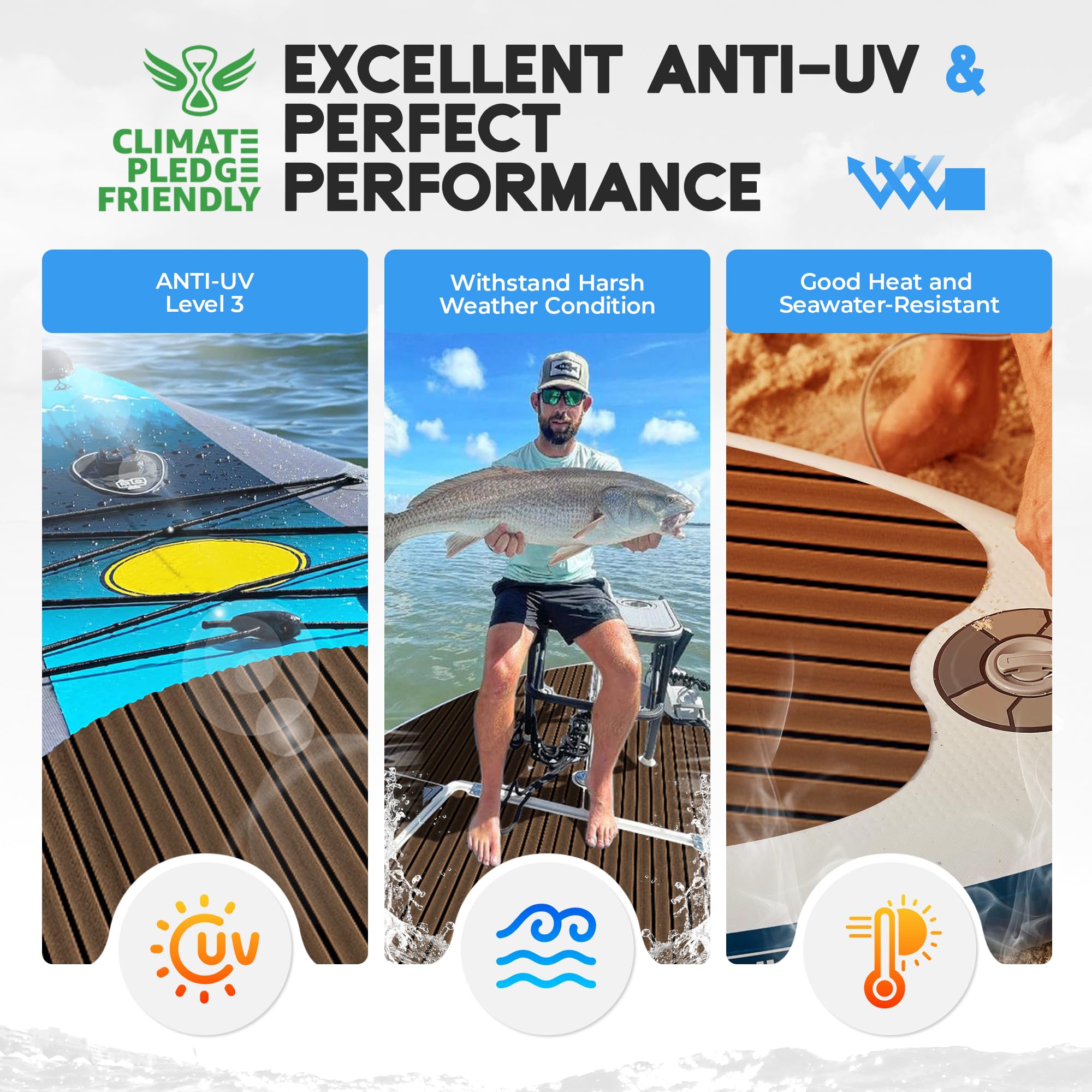 Snapklik.com : FOCEAN Boat Flooring EVA Foam Boat Decking Faux Teak ...