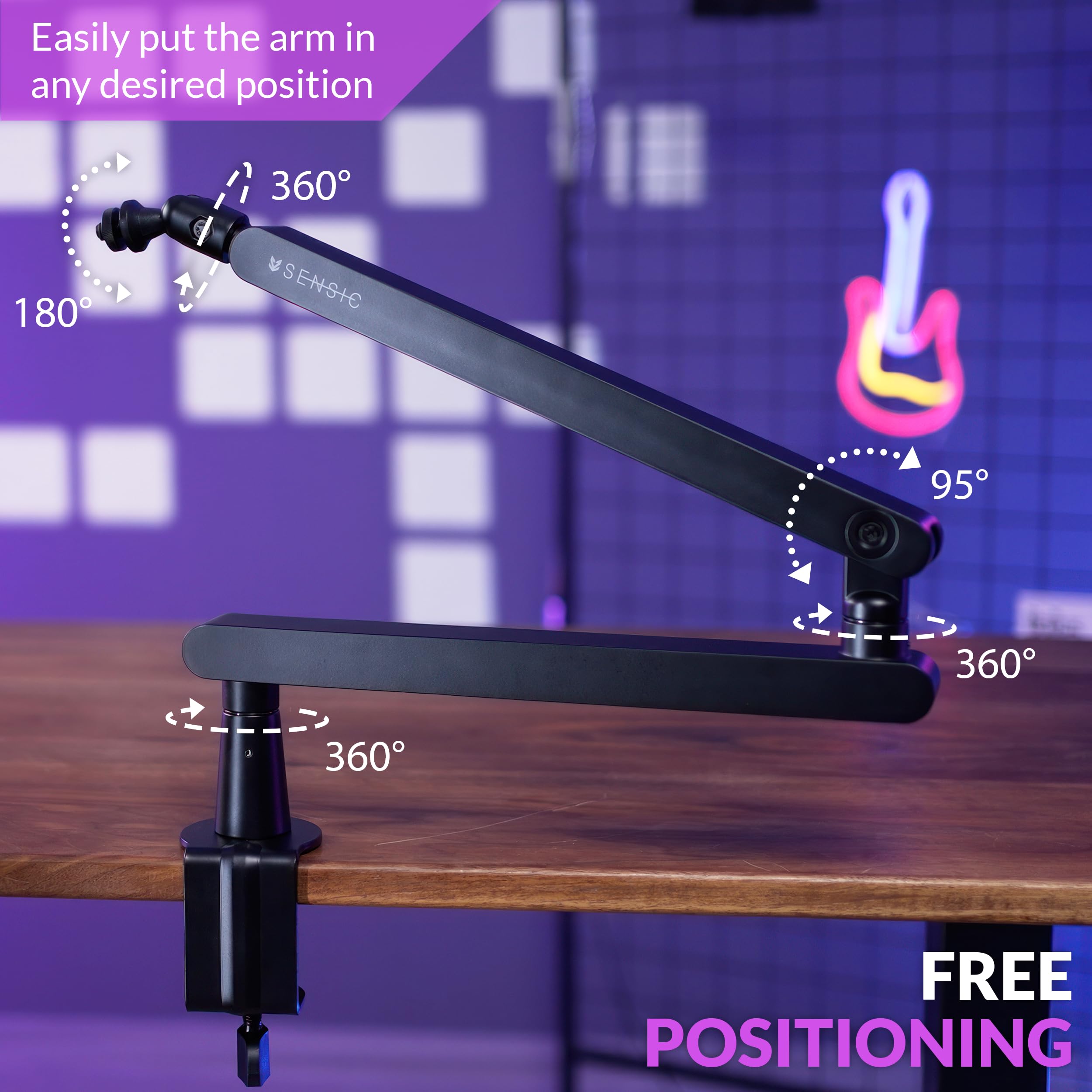 Snapklik.com : Sensic SA-30 LP Low Profile Microphone Boom Arm, 360 ...