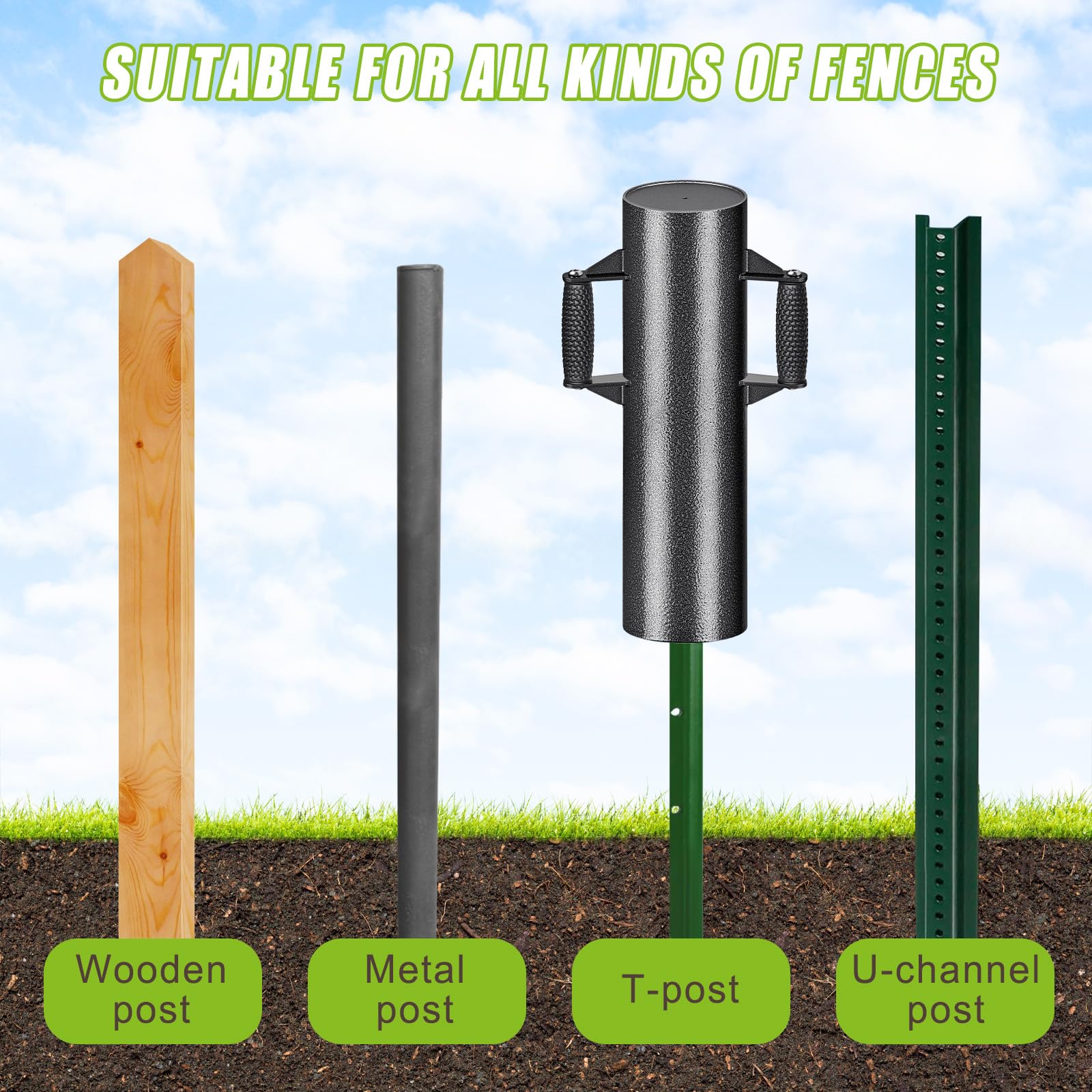 Snapklik.com : Insaga Non-Slip T-Post Driver, 24LB Heavy Duty Post ...