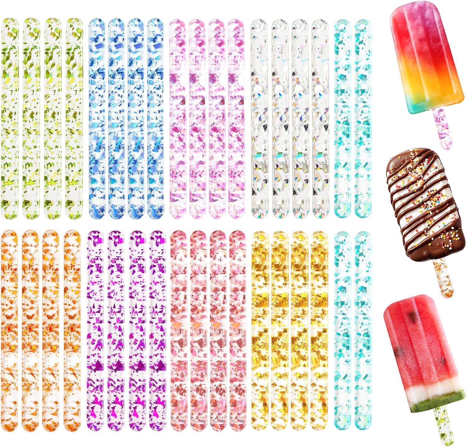Amazon.com: KEHHVCY 36pcs Acrylic Popsicle Sticks Cakesicle Sticks ...