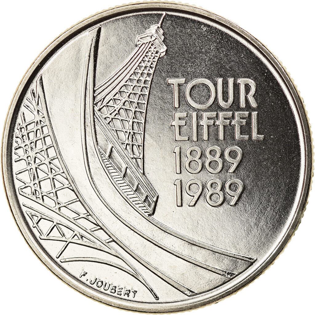 1989 Paris Mint 5 Franc French Coin. Celebrating 100th Anniversary of ...