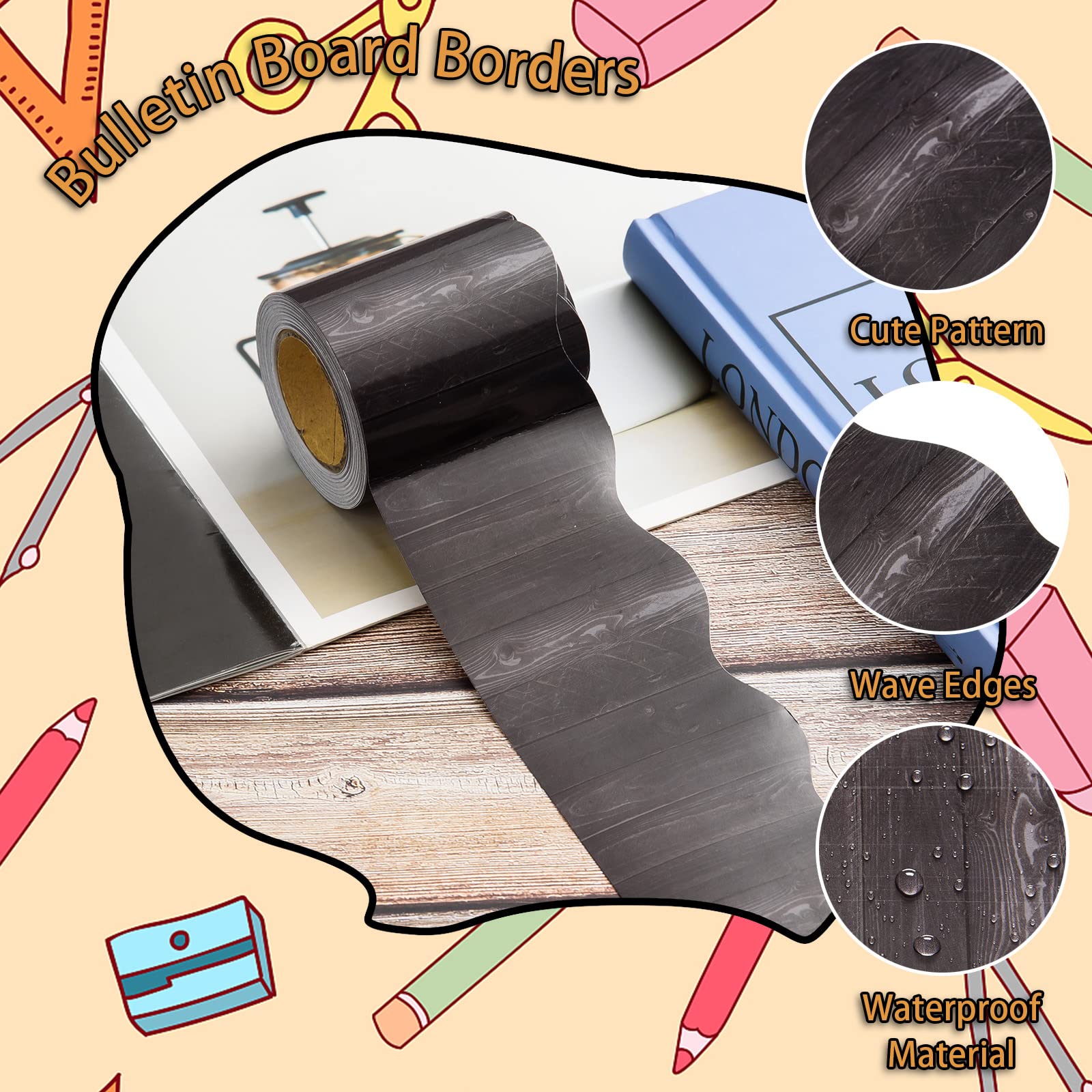 Snapklik.com : 99 Feet Black Wood Bulletin Board Border 3 Rolls Black ...