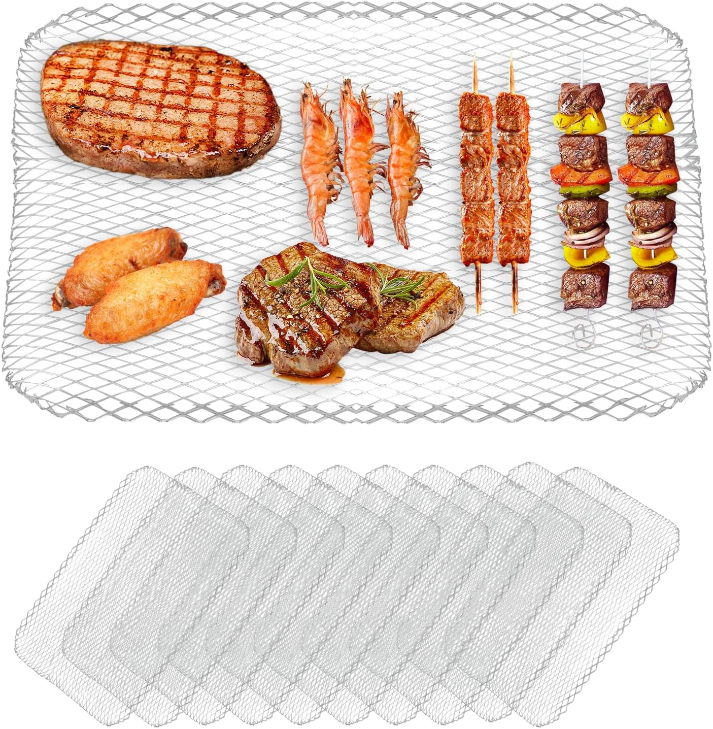 Amazon.com : Zalaxt 10 Pack BBQ Grill Mesh Mat,Mesh Baking Tray,Grill ...