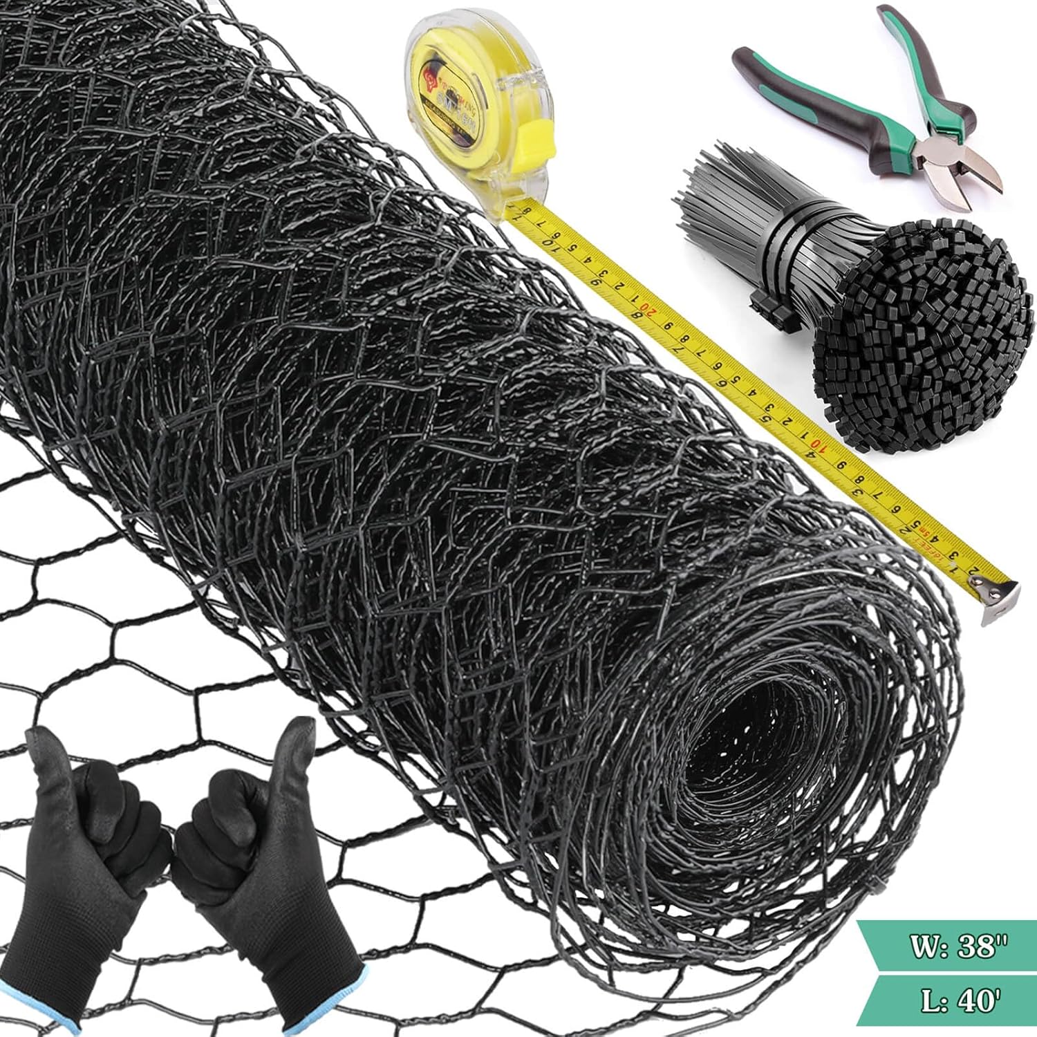 Amazon.com : XR MARKET 38In×40Ft Chicken Wire Fencing, Double PVC ...