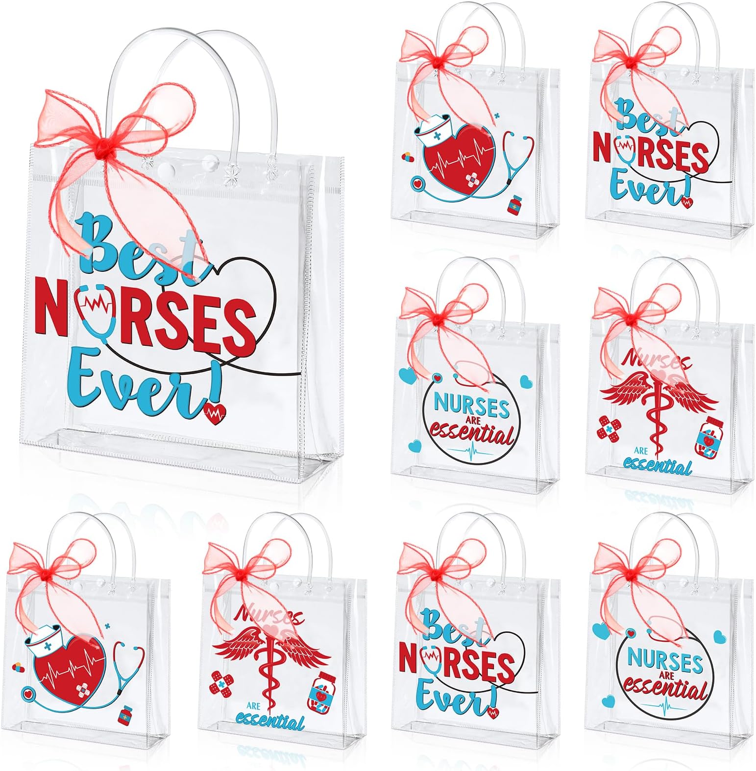 Amazon.com: Hosuly 24 Pcs Nurse Clear Plastic Gift Bags with Handles ...