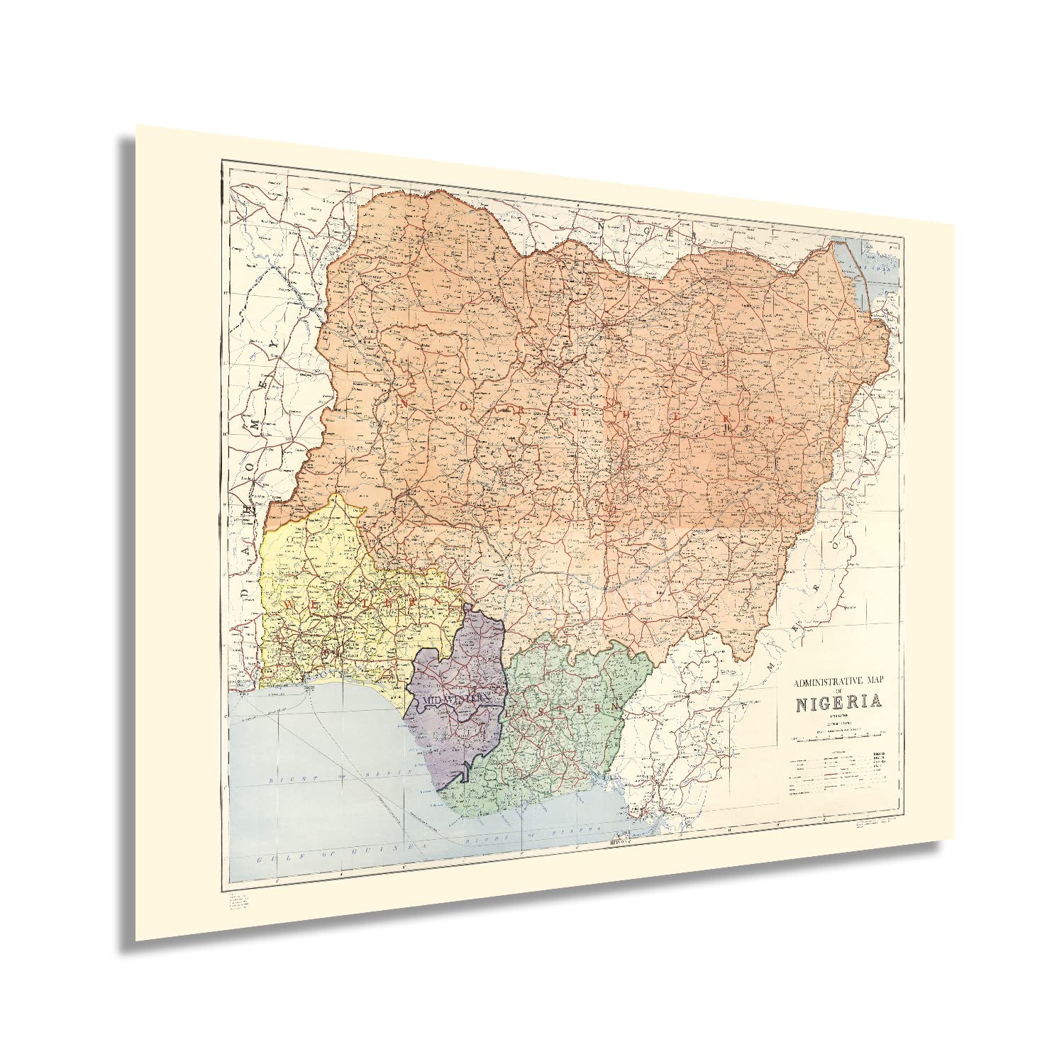 Historix 1965 Vintage Nigeria Map 18x24 Inch Vintage Administrative Map ...