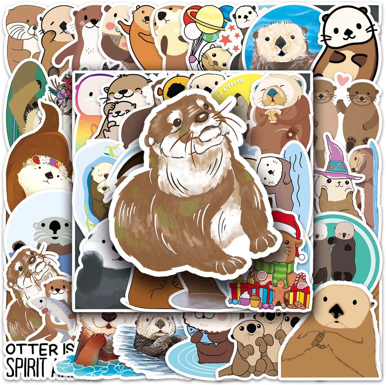 Amazon.com: Cute Otter Stickers 50pcs Waterproof Cartoon Animal ...