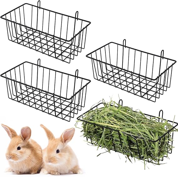 Amazon.com : Voittozege 4 Pcs Rabbit Hay Feeder, Heavy Duty Metal ...