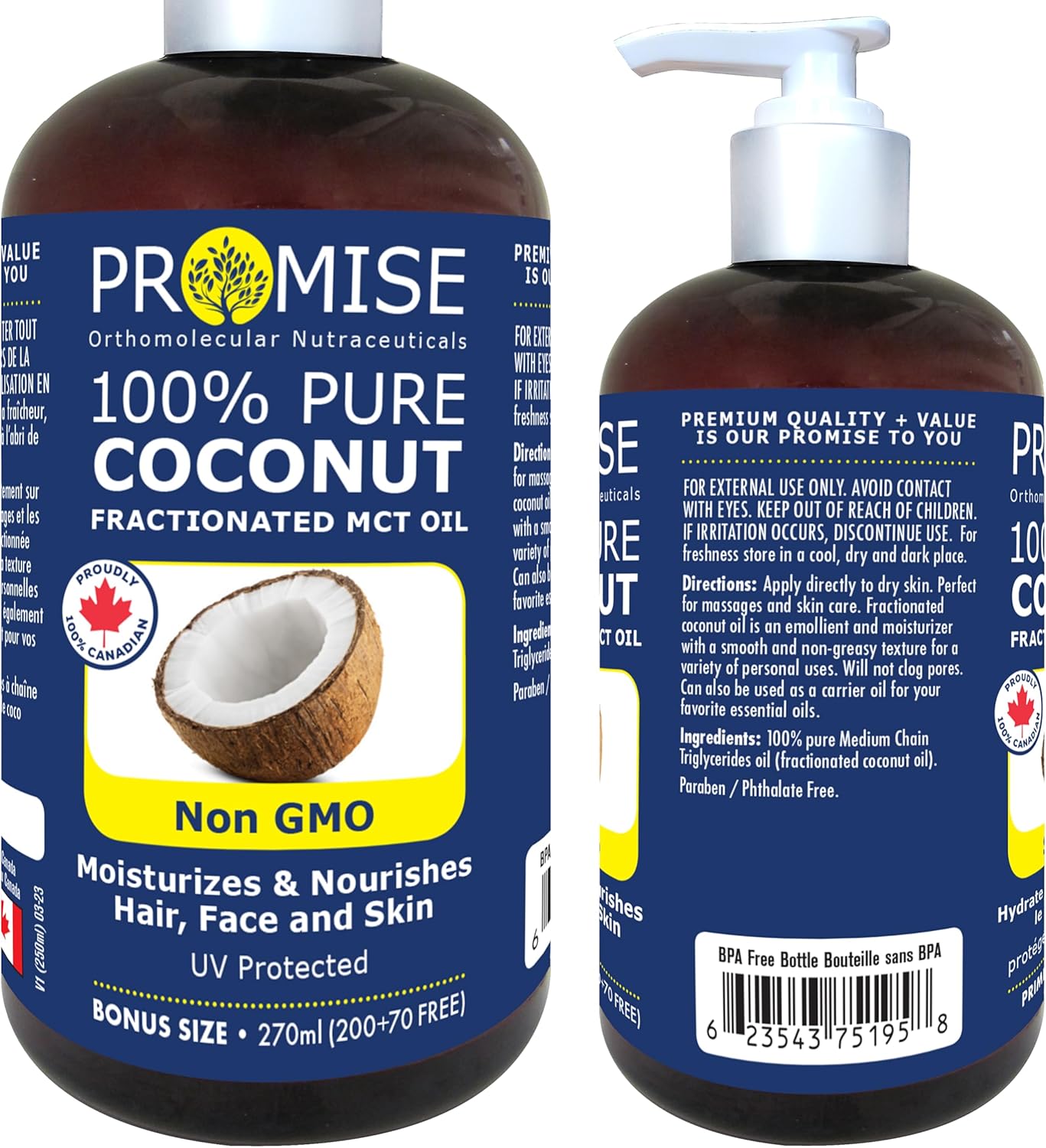 270ml (9oz) PURE COCONUT FRACTIONATED MCT OIL, Moisturizes & Nourishes ...