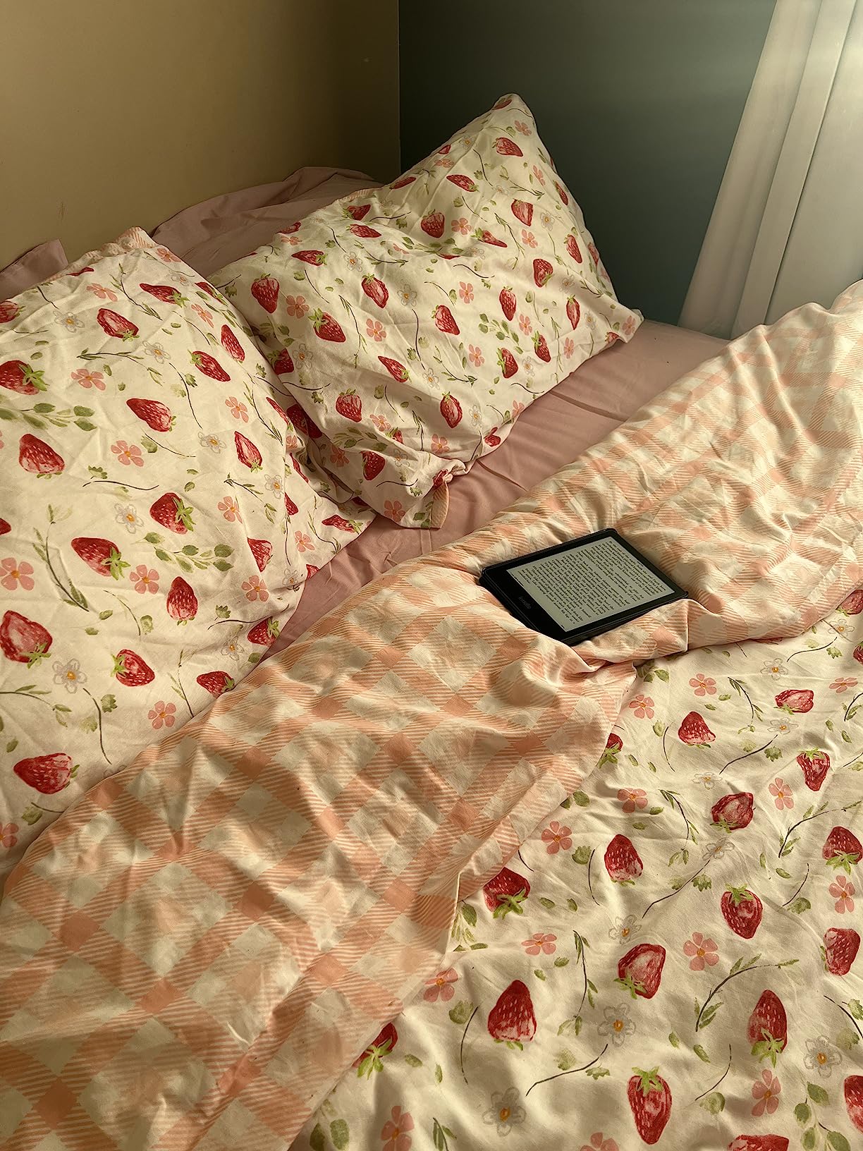 HOMEMAKER BEDDING Duvet Cover Bed Quilt Set Pillow Cases Strawberry ...