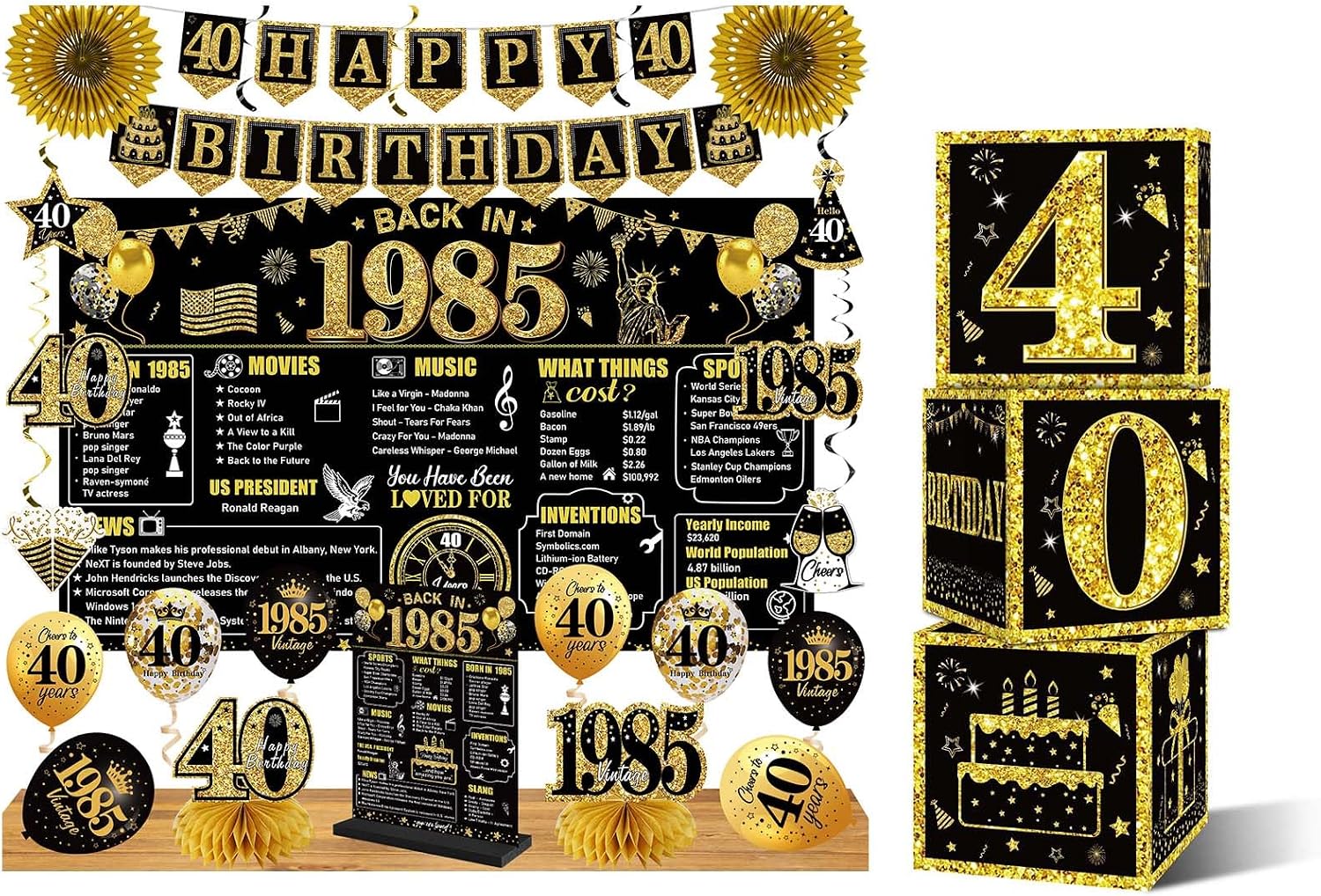 Amazon.com: 40th Birthday Decorations Kit for Men Women,Boxes, Back in ...