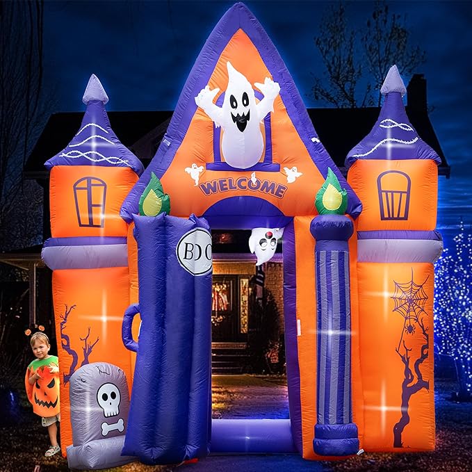 Amazon.com: Halloween Inflatables10FT Castle Haunted House Arch Archway ...