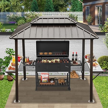 Amazon.com : Domi Grill Gazebo 8' X 6', Outdoor Aluminum Hardtop BBQ ...