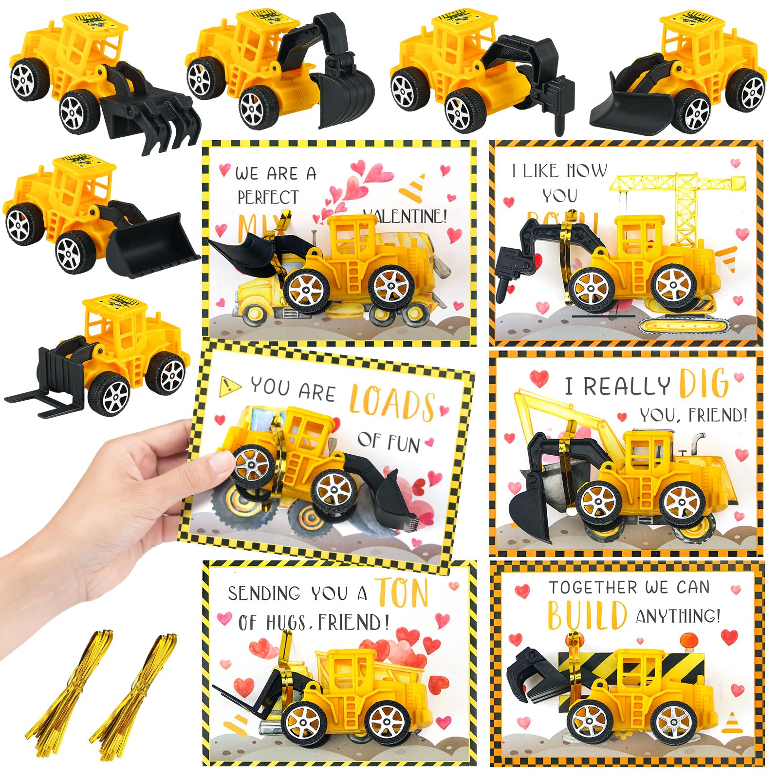 Amazon.com: PullCrease 30 Set Valentines Day Construction Vehicle ...