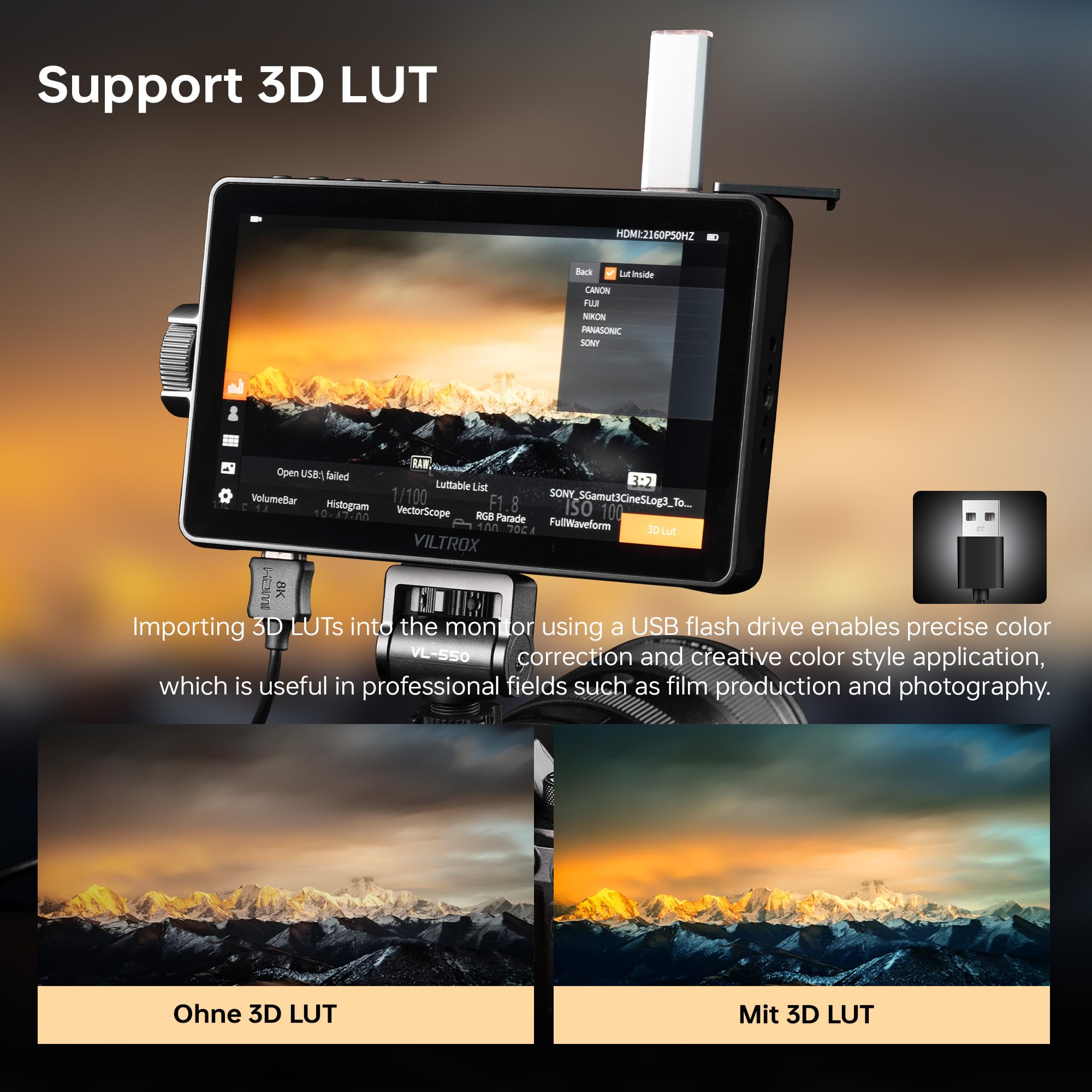 Dslr Cameras VILTROX DC-A1 2800nit Video Field Monitor, 7 Inch ...