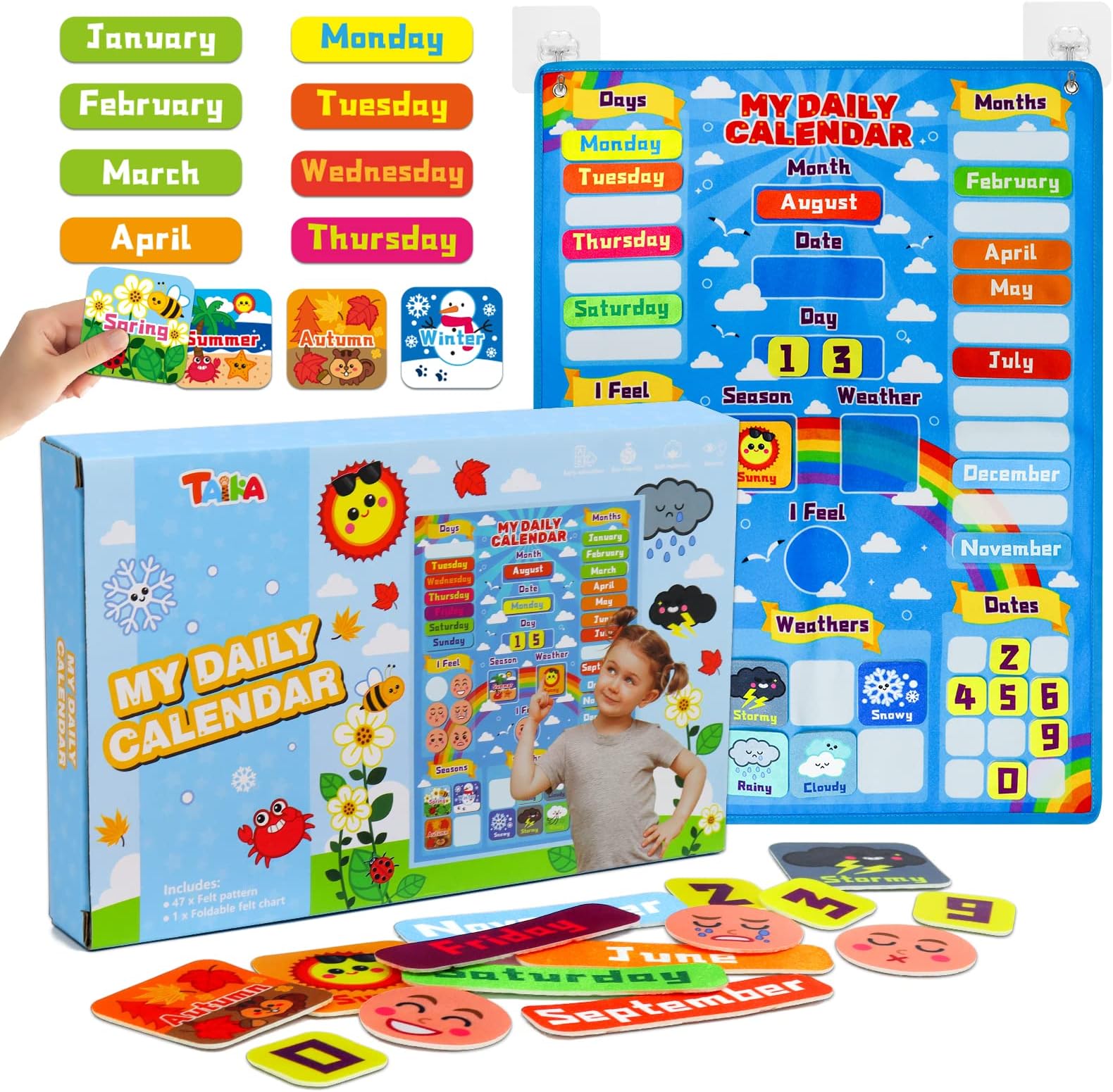 Amazon.com: Magnetic Learning Calendar with Weather Station 55 PCS (15 ...