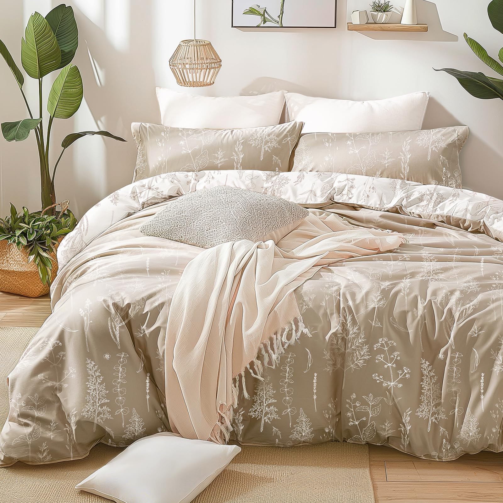 Amazon.com: Love's cabin Light Taupe Full Comforter Set - Full Size ...