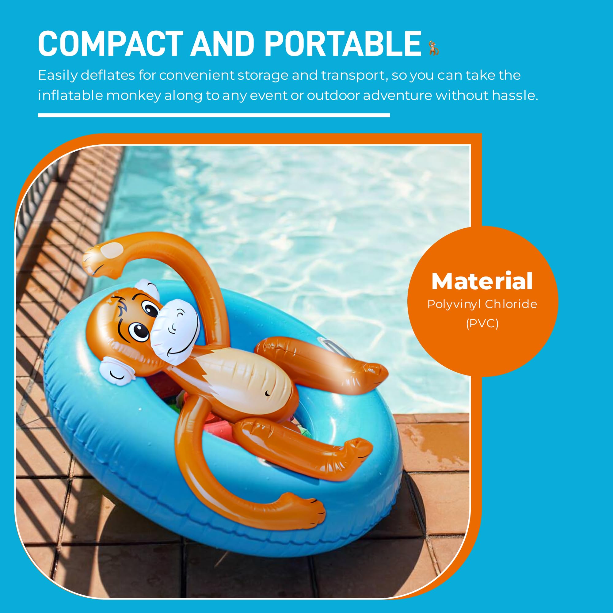 ASPIRE UK Inflatable Monkey 60cm Fun and Playful Design for Parties ...