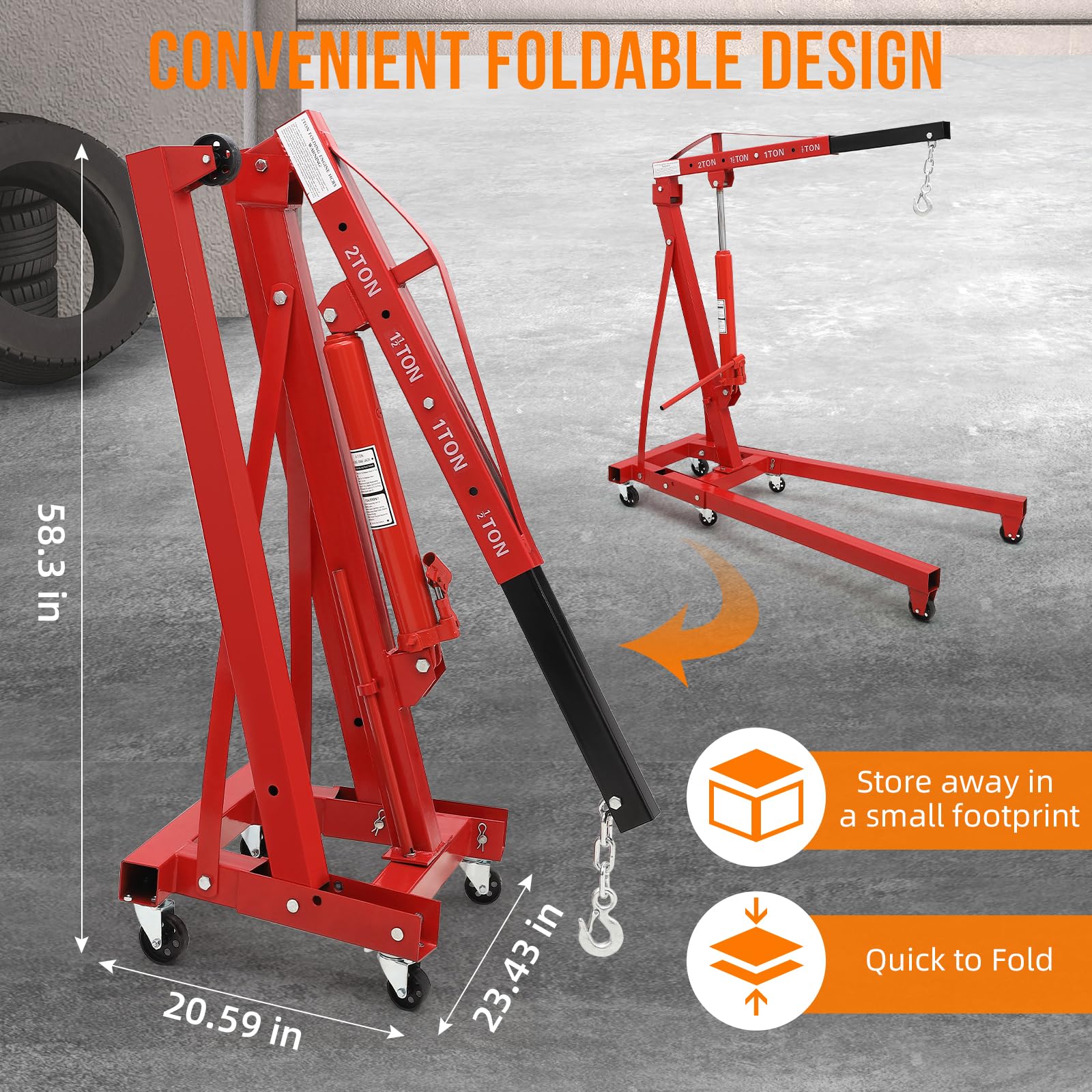 Snapklik.com : DEXSO 4400LBS Folding Engine Crane Engine Hoist Cherry ...