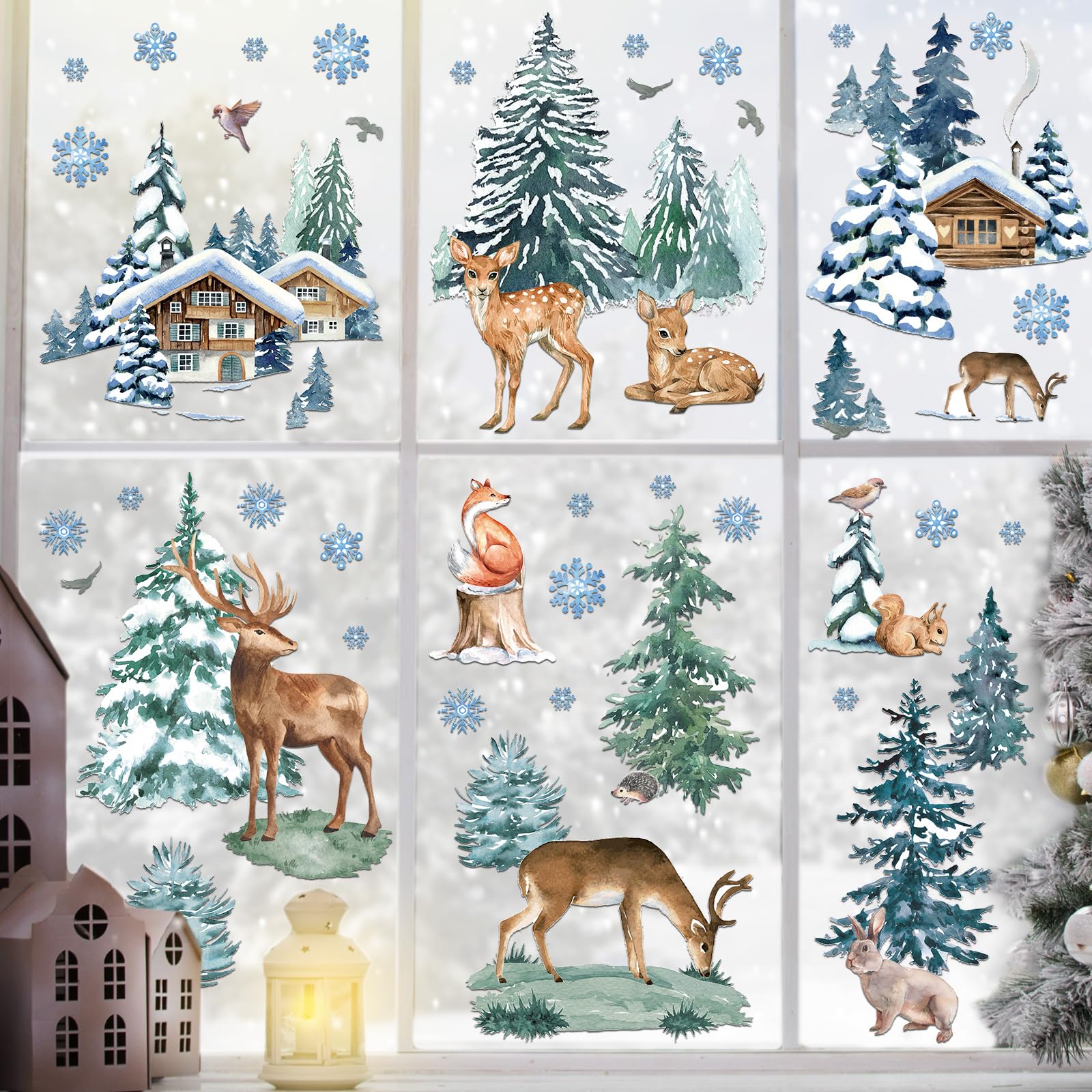 Amazon.com: 94Pcs Christmas Window Clings Winter Window Decals ...