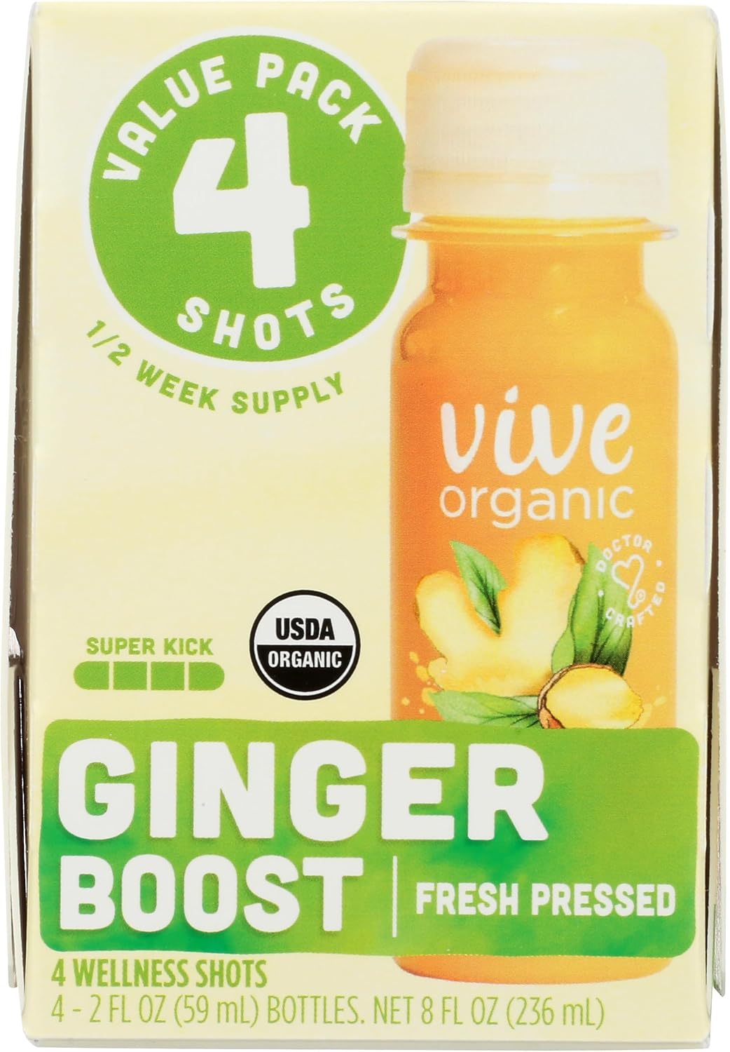 Amazon.com: VIVE ORGANIC Organic Ginger Boost Shot 4pk, 2 FZ : Health ...