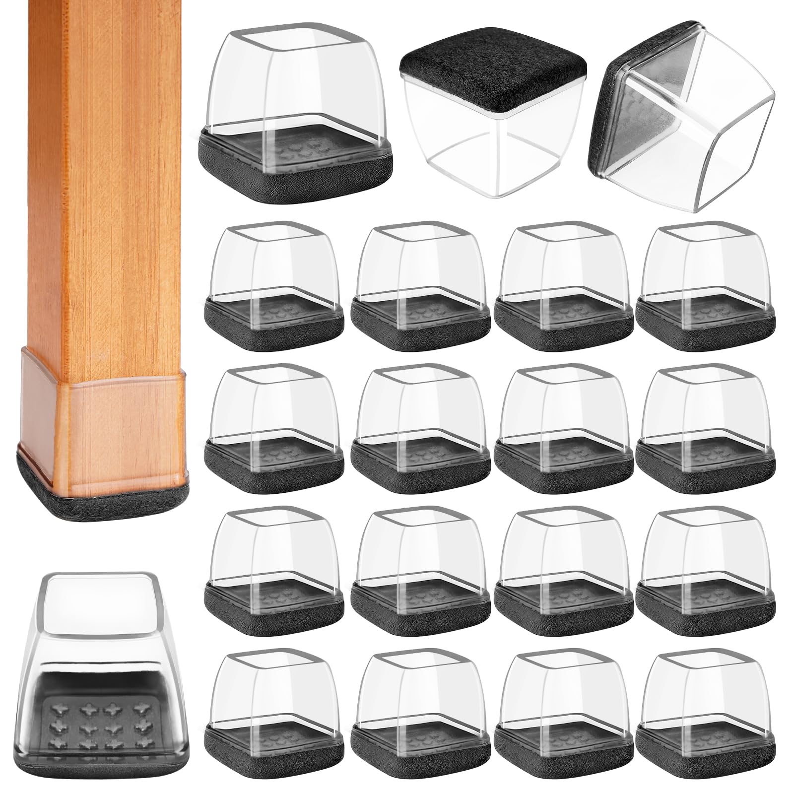 XSL-TJH 16 Pcs Chair Leg Floor Protector with Felt, Chair Leg ...