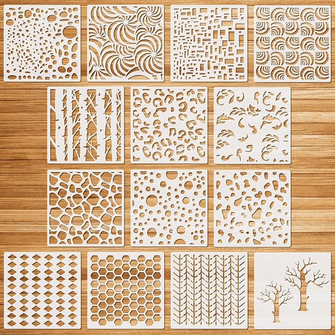 OOTSR 14 Pcs Geometric Drawing Painting Stencils, Reusable Drawing ...
