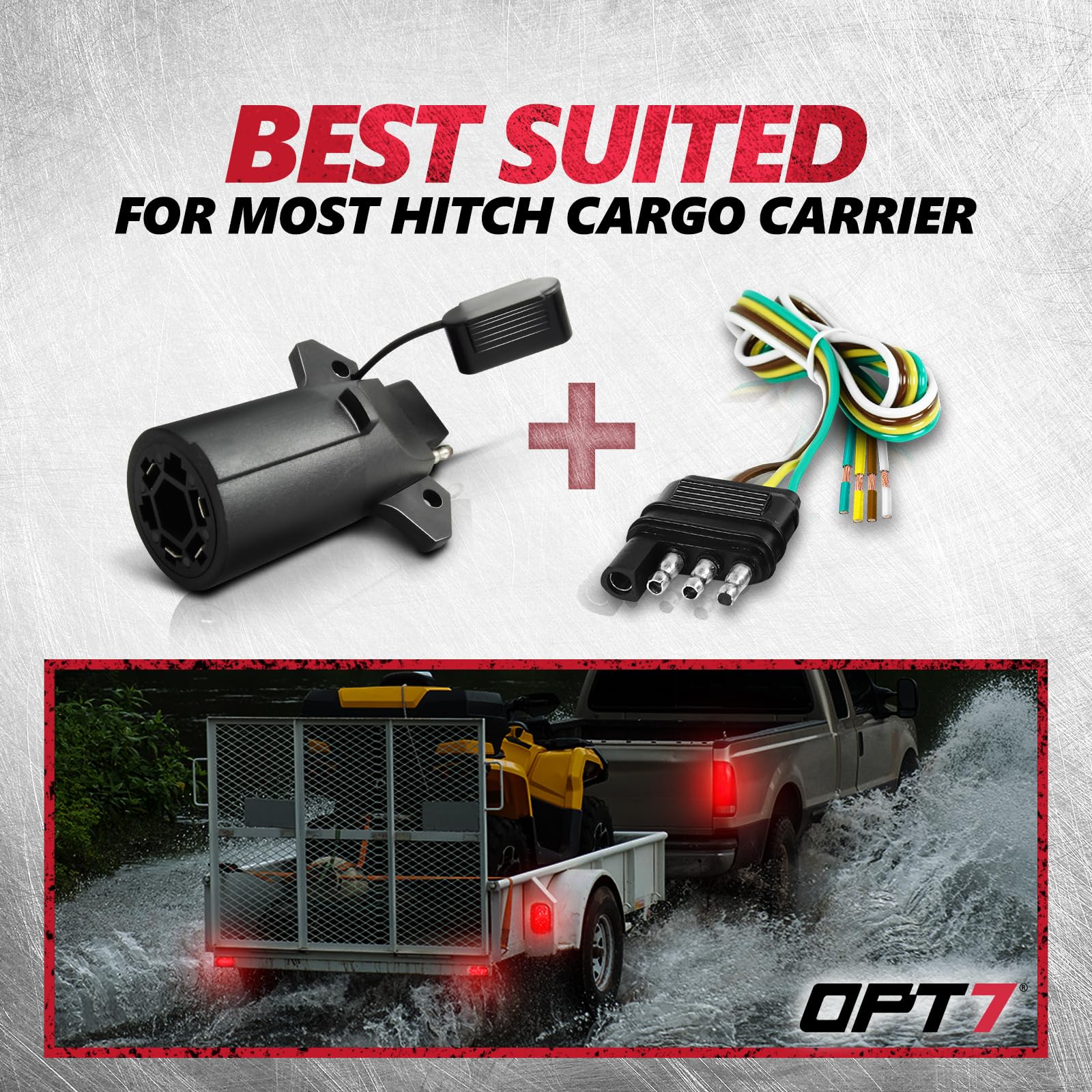 Snapklik.com : OPT7 7 Pin To 4 Pin Trailer Adapter w/Secure Tab & 24 ...