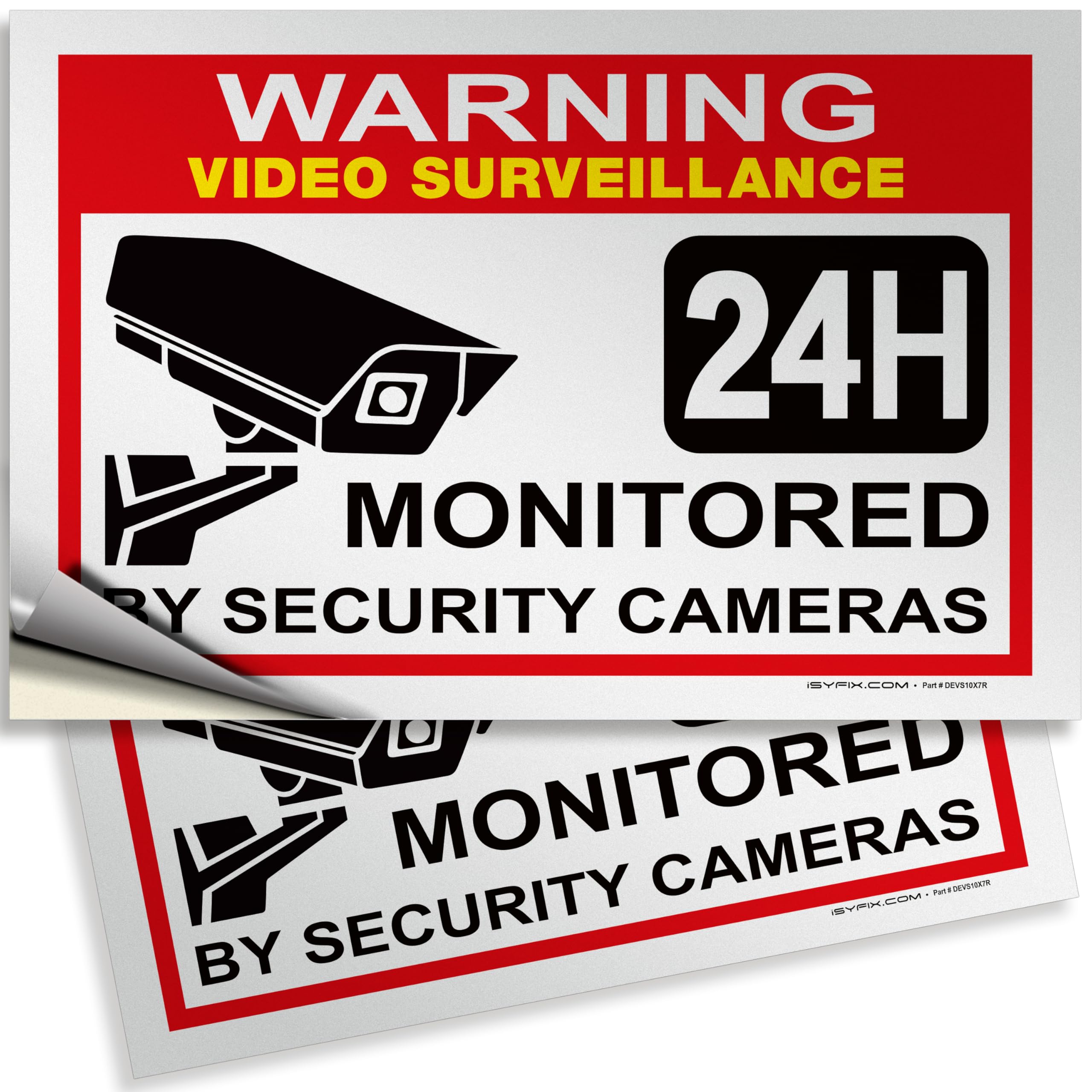 Snapklik.com : iSYFIX Video Surveillance Sign Sticker - 2 Pack 10x7 ...