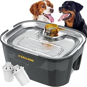 Dog Water Fountain 2 Gallons, PETDOTT Large Pet Water Fountain with ...