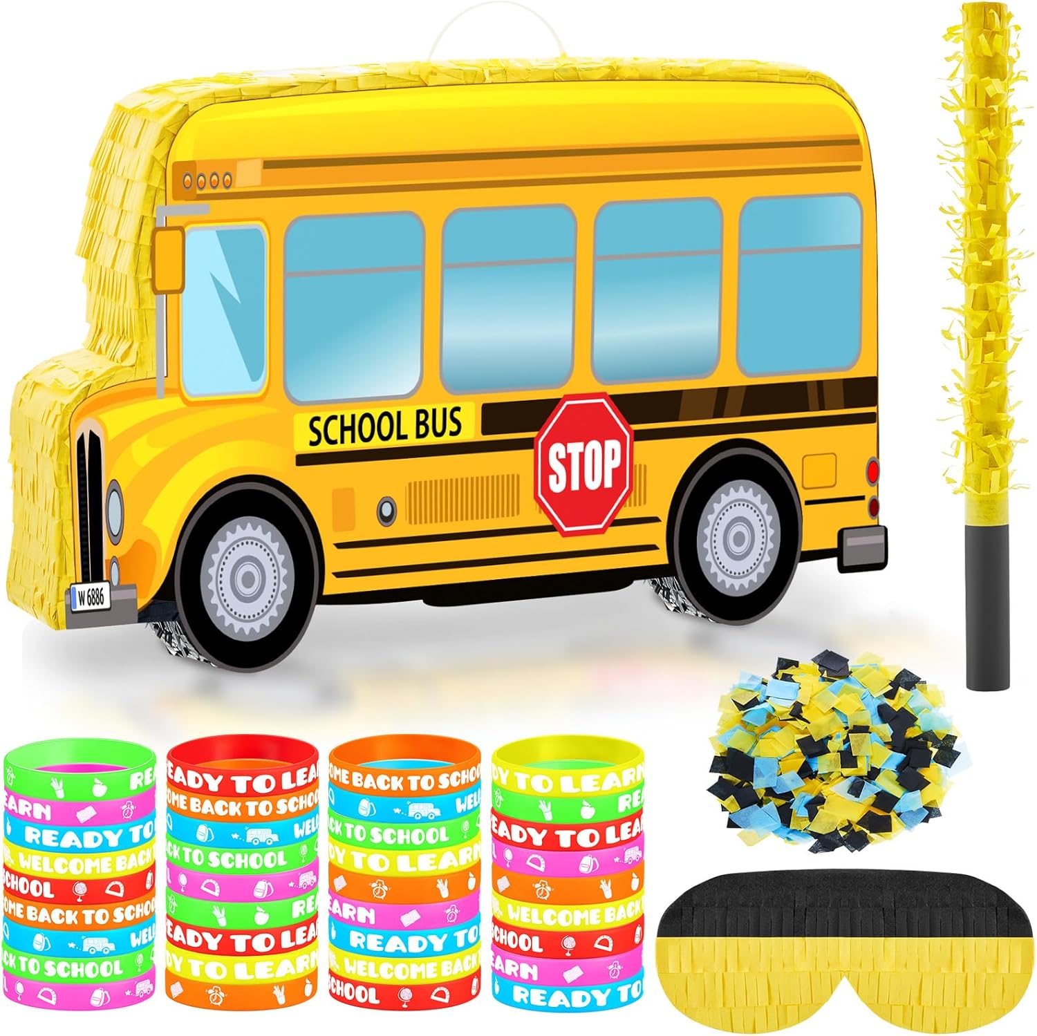Amazon.com: Jenaai School Bus Piñata Back to School Piñata First Day of ...