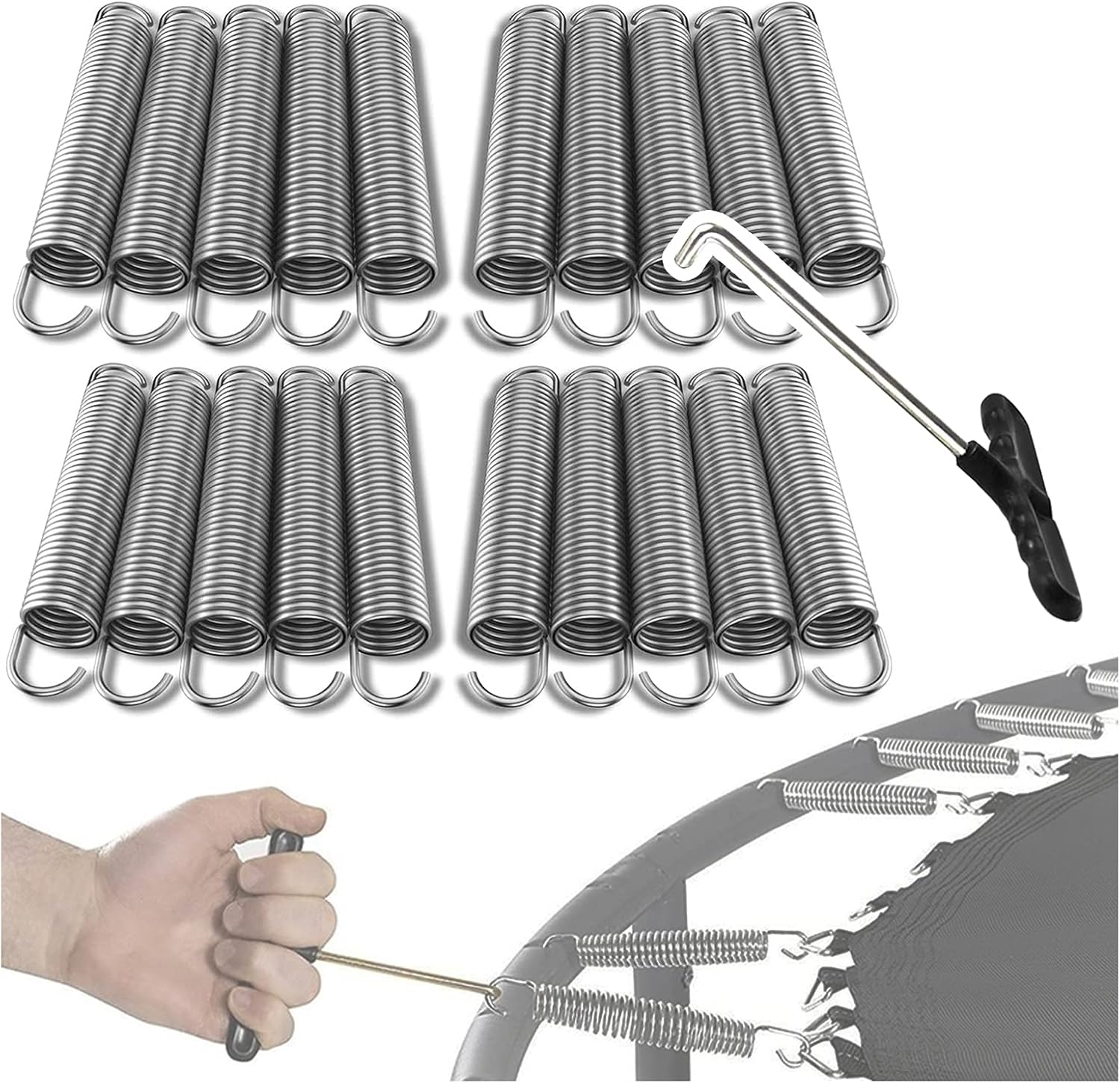 Trampoline Springs Set - 20 Pack Heavy Duty 13cm Replacement Springs ...