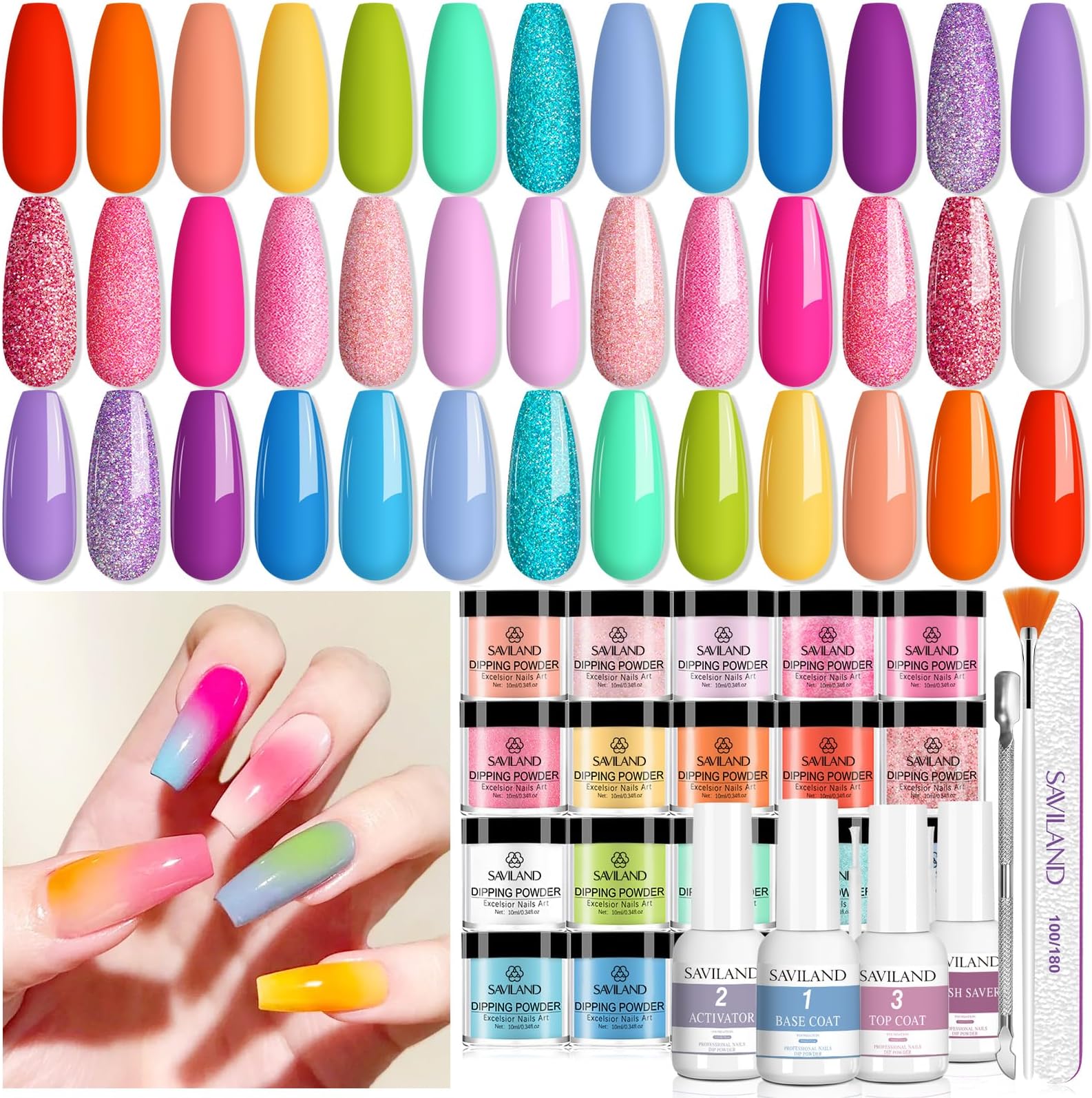 Amazon.com: SAVILAND Dip Powder Nail Kit: 2024 Keratin 20 Colors Dip ...