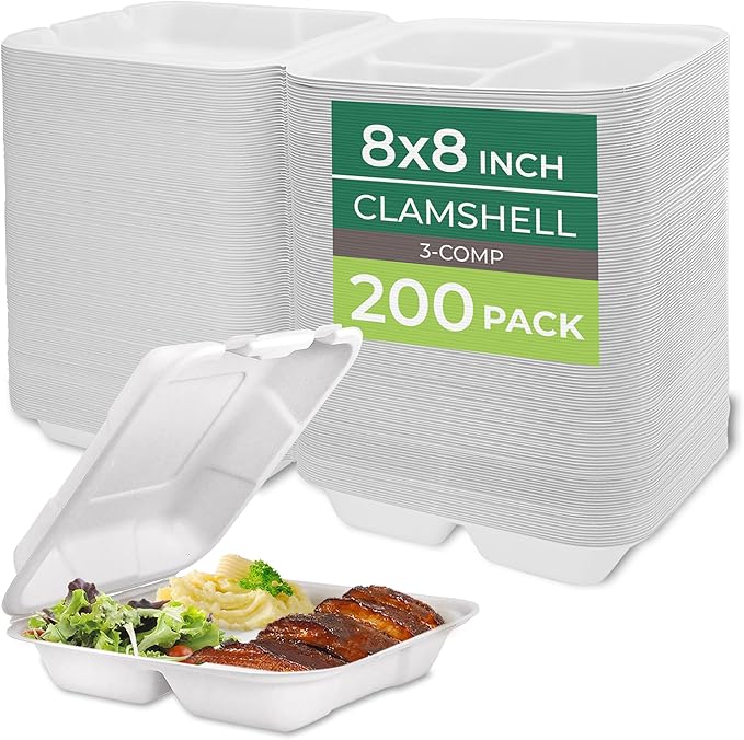 Amazon.com: Freshware Clamshell Food Containers with Lids [8x8"] 3 ...