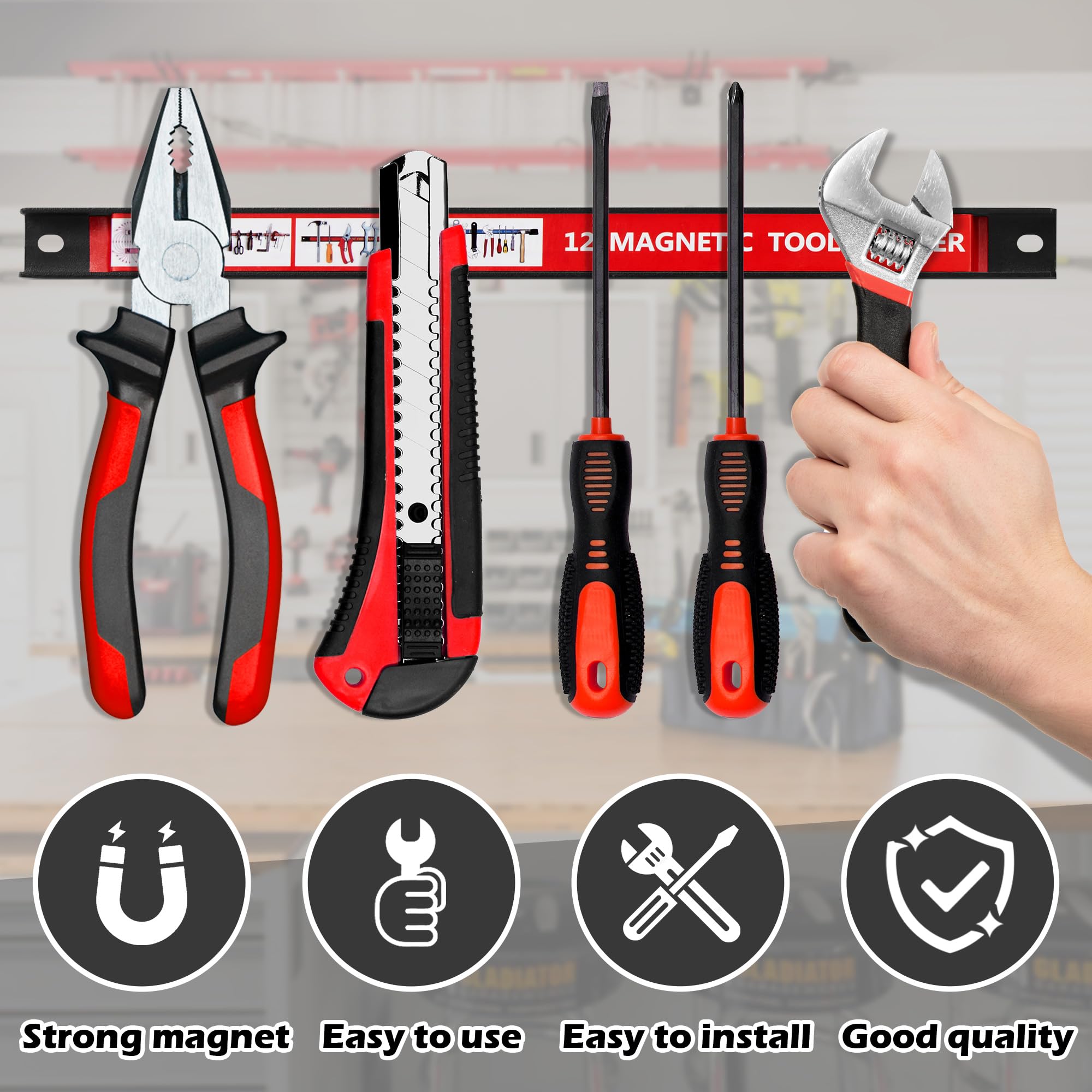 Snapklik.com : 12 Magnet Tool Holders Storage Organizer, 12 Pack Wall ...