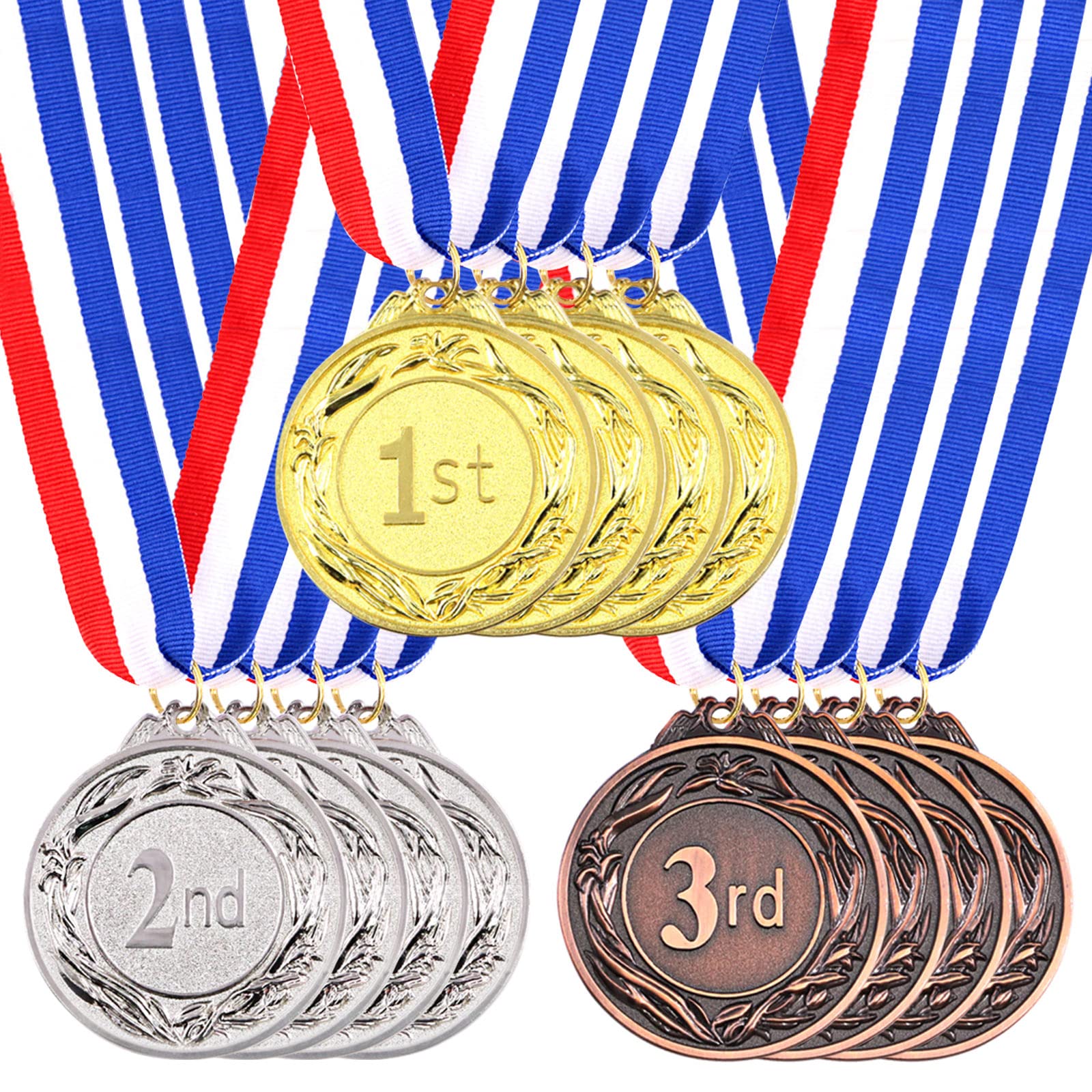 Swpeet 3PCS Metal Award Medals with Neck Ribbon, Olympic Style Winner ...