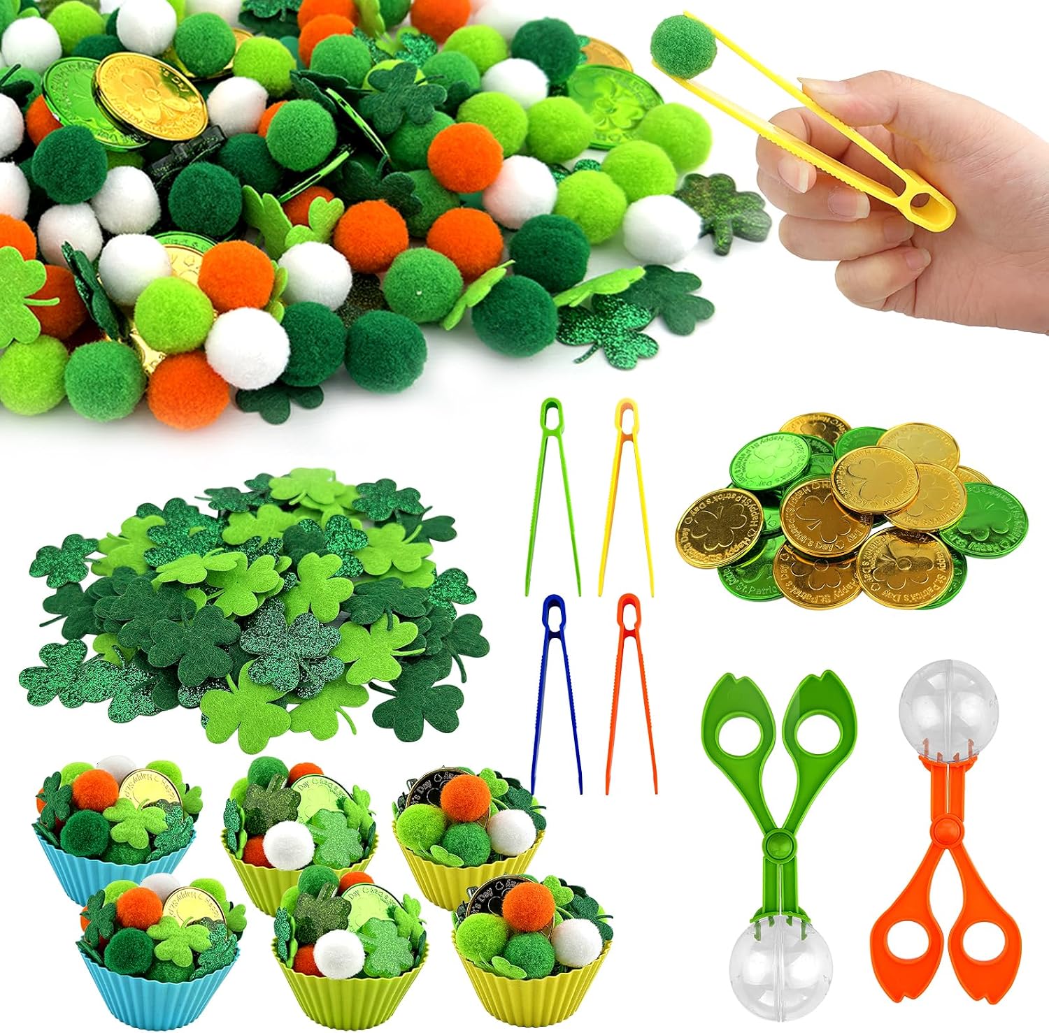 Amazon.com: 212Pcs St. Patrick‘s Day Shamrock Sensory Bin Fillers ...
