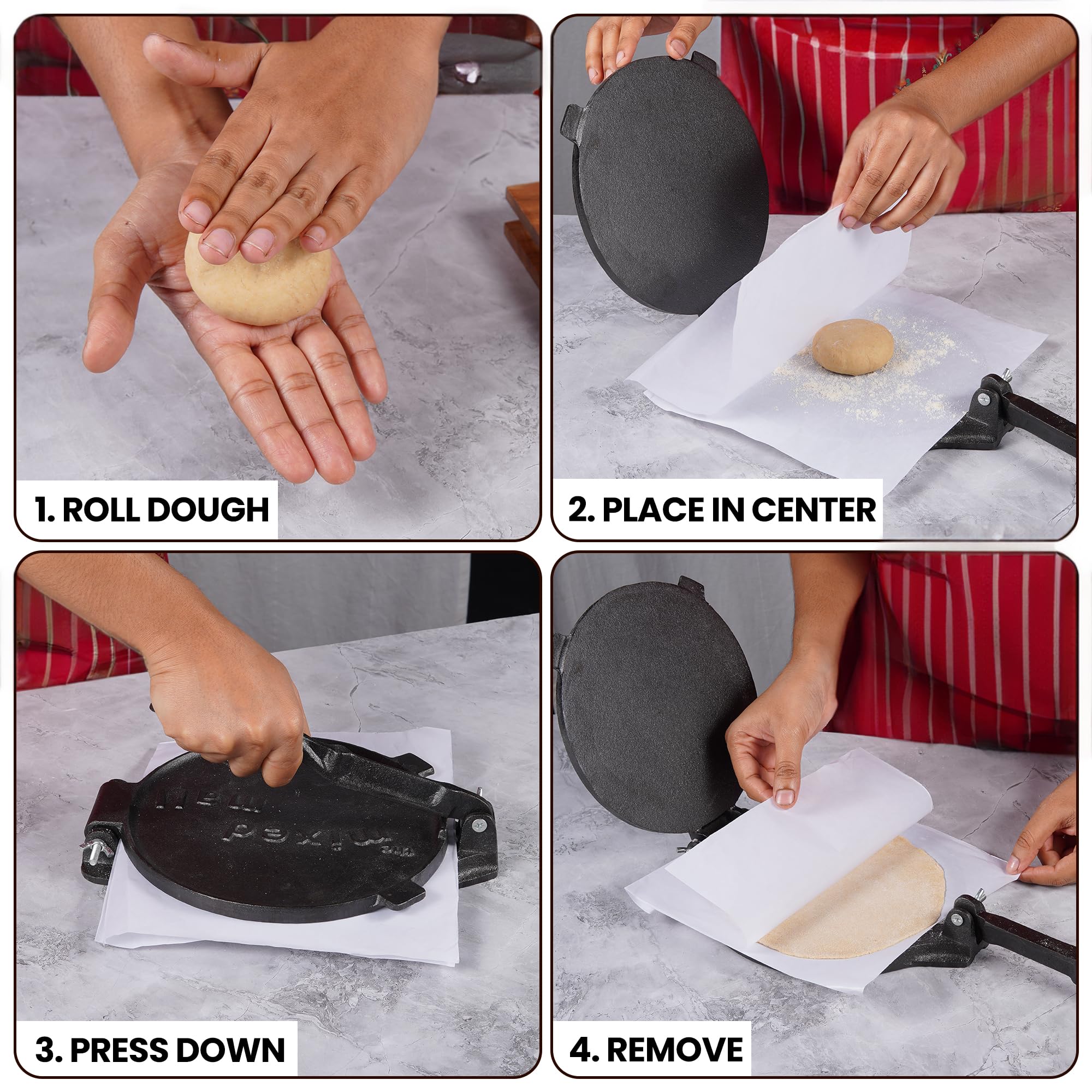 Snapklik.com : Tortilla Press - Pre-Seasoned Cast Iron Roti Tortilla ...