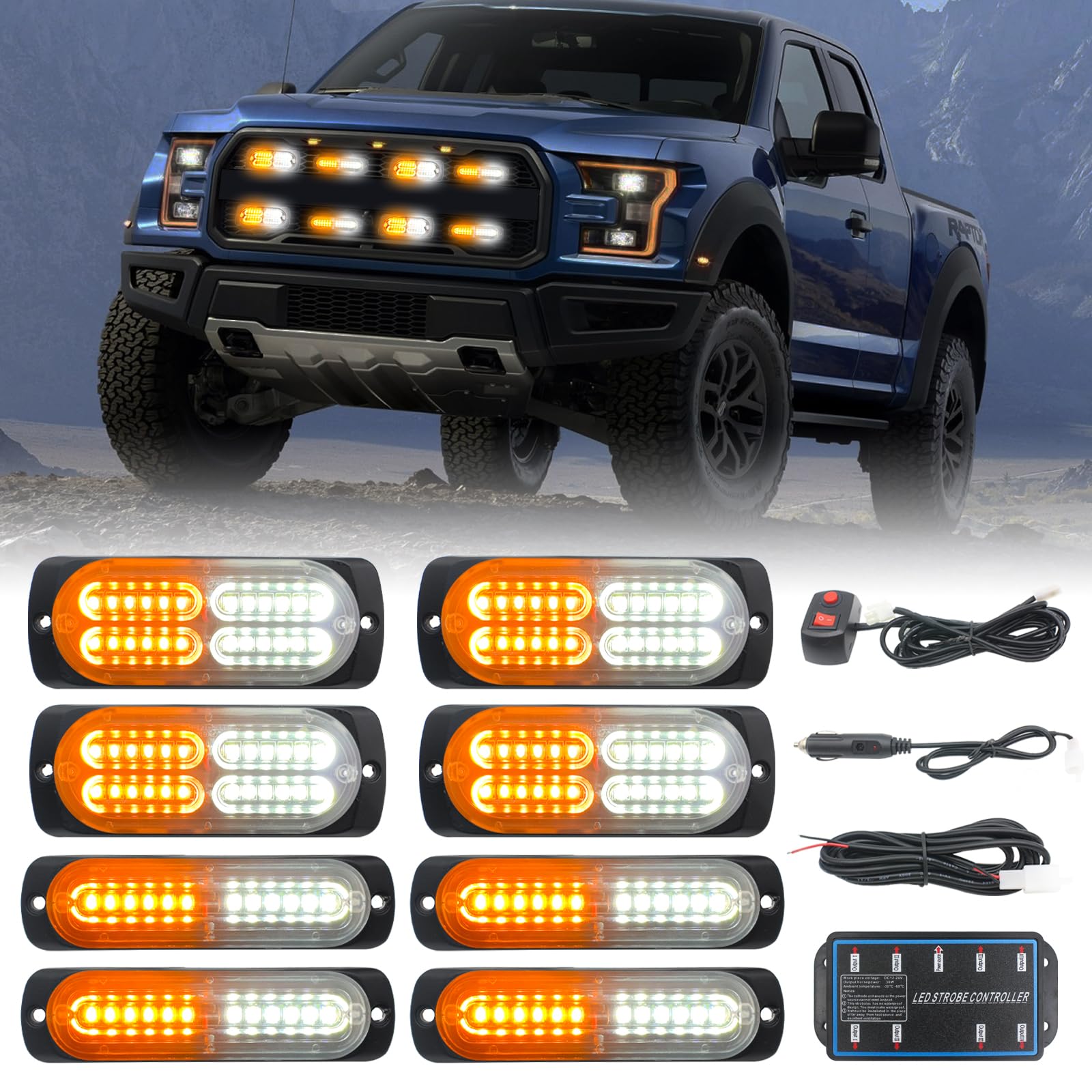 Amazon.com: LITUPDAW 8PCS LED Emergency Strobe Lights Kits with ...