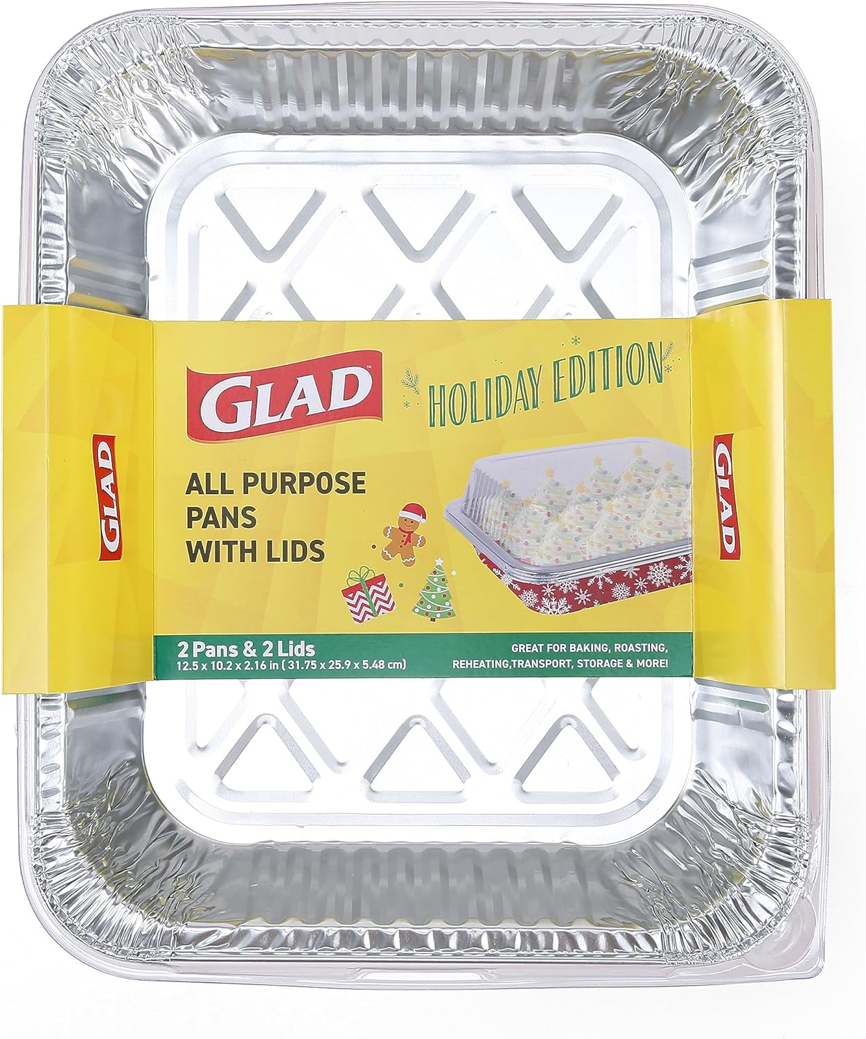 Glad Disposable Aluminum All-Purpose Pans in Red & White Snowflake ...