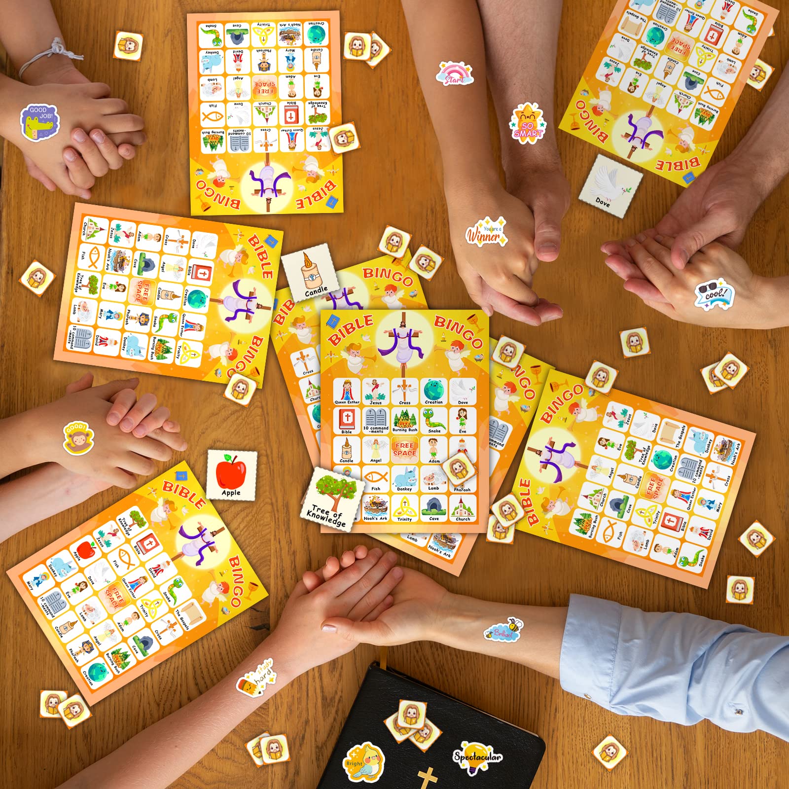 Snapklik.com : HomSeon 24 Players Bible Bingo Cards, Christian Bingo ...