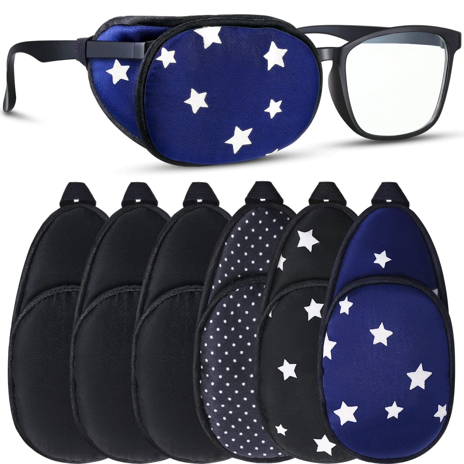 Amazon.com: 6 Pieces Silk Eye Patch for Adults Kids Glasses to Cover ...