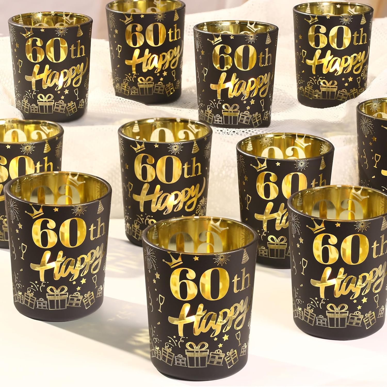 Amazon.com: 12pcs 60th Birthday Candle Holders Men, Happy 60 Birthday ...